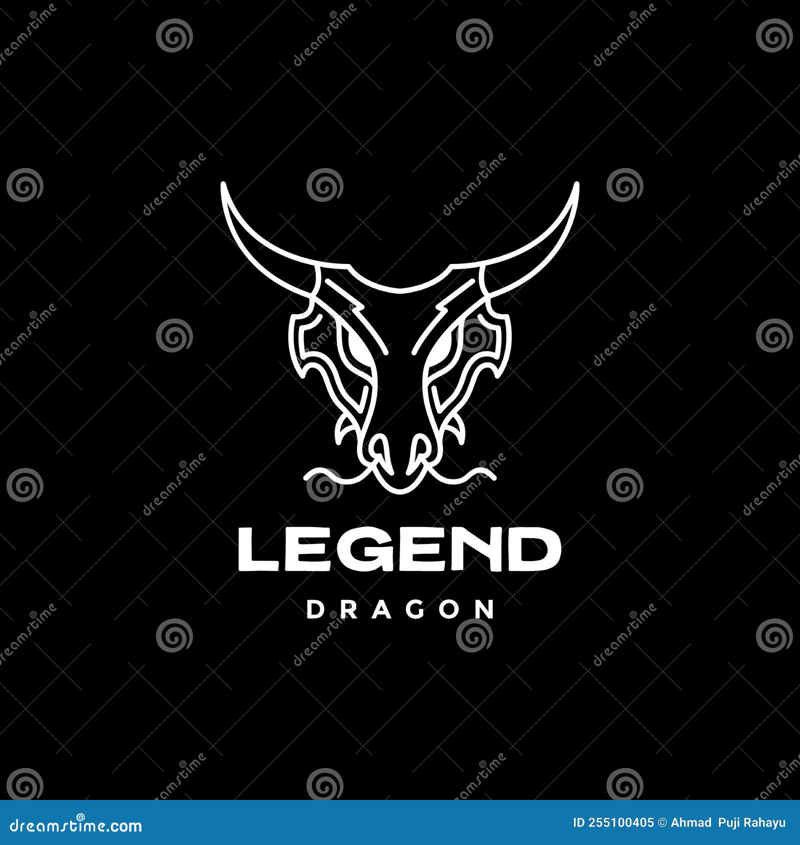 Head Dragon Long Horn Logo Design Stock Vector - Illustration of dragon ...