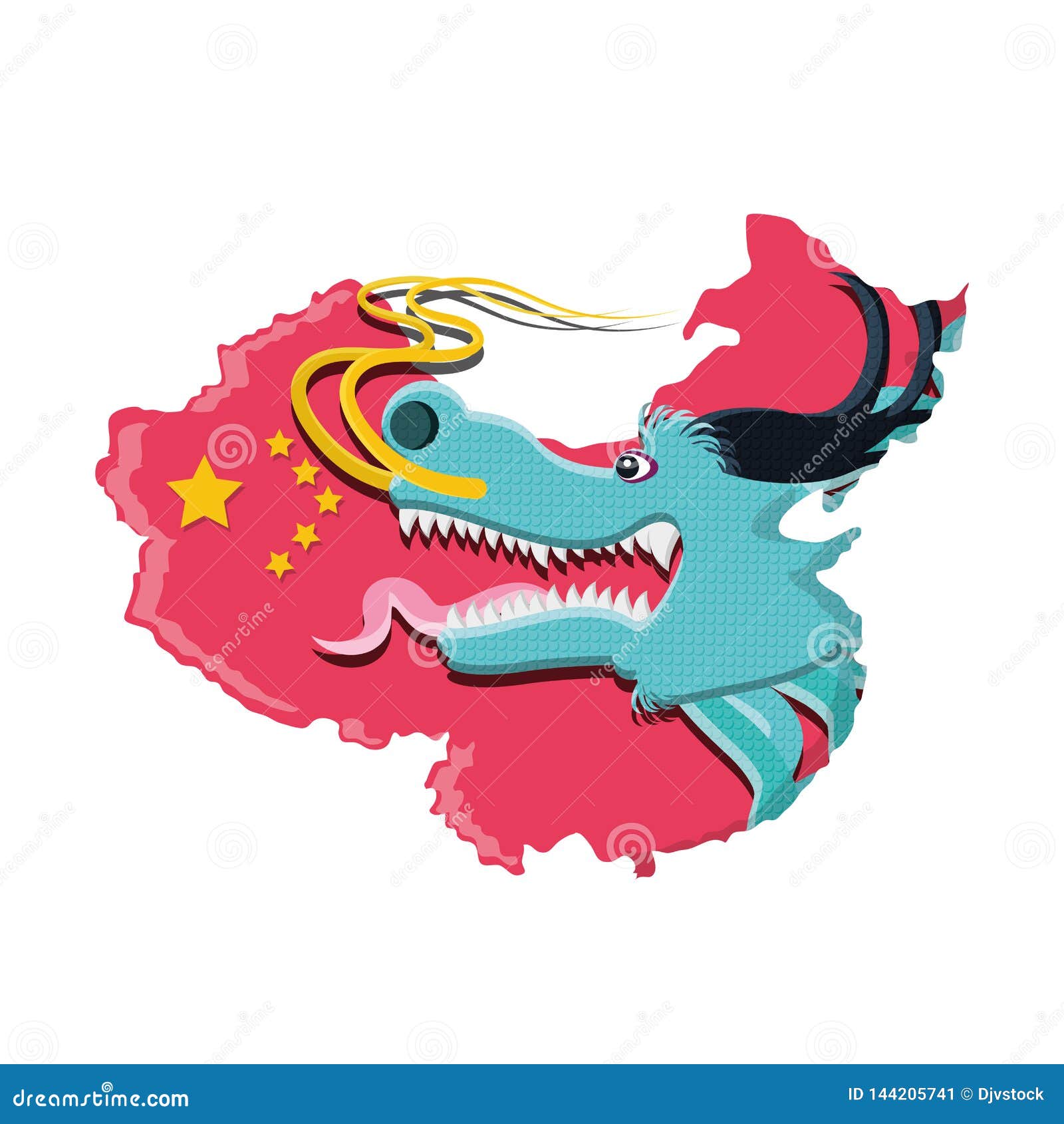 Head of Dragon with Map Chinese Stock Illustration - Illustration of ...