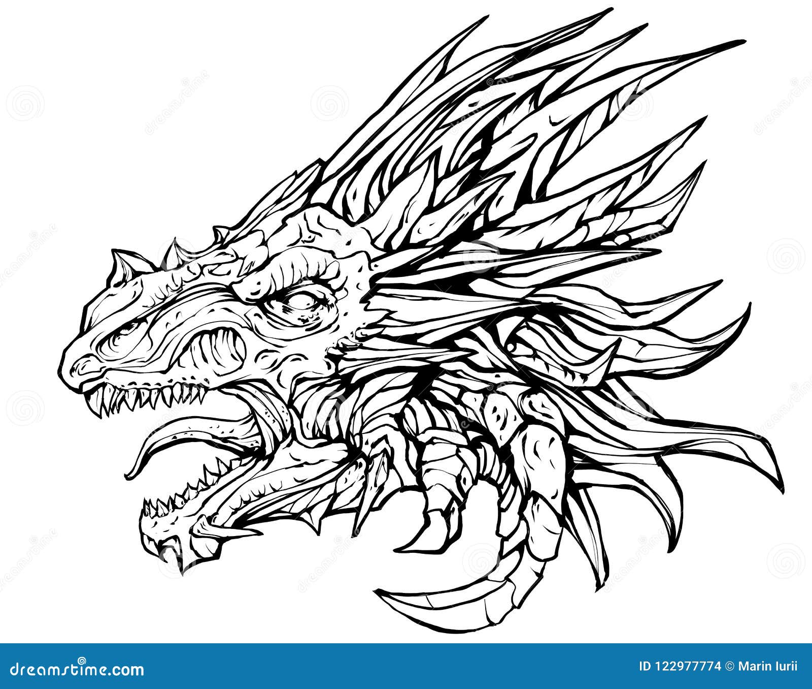 The head dragon stock illustration. Illustration of nature - 122977774