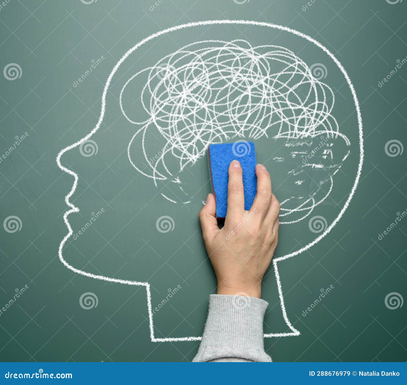 The Head is Drawn in White Chalk and is in Profile. the Head Has a ...