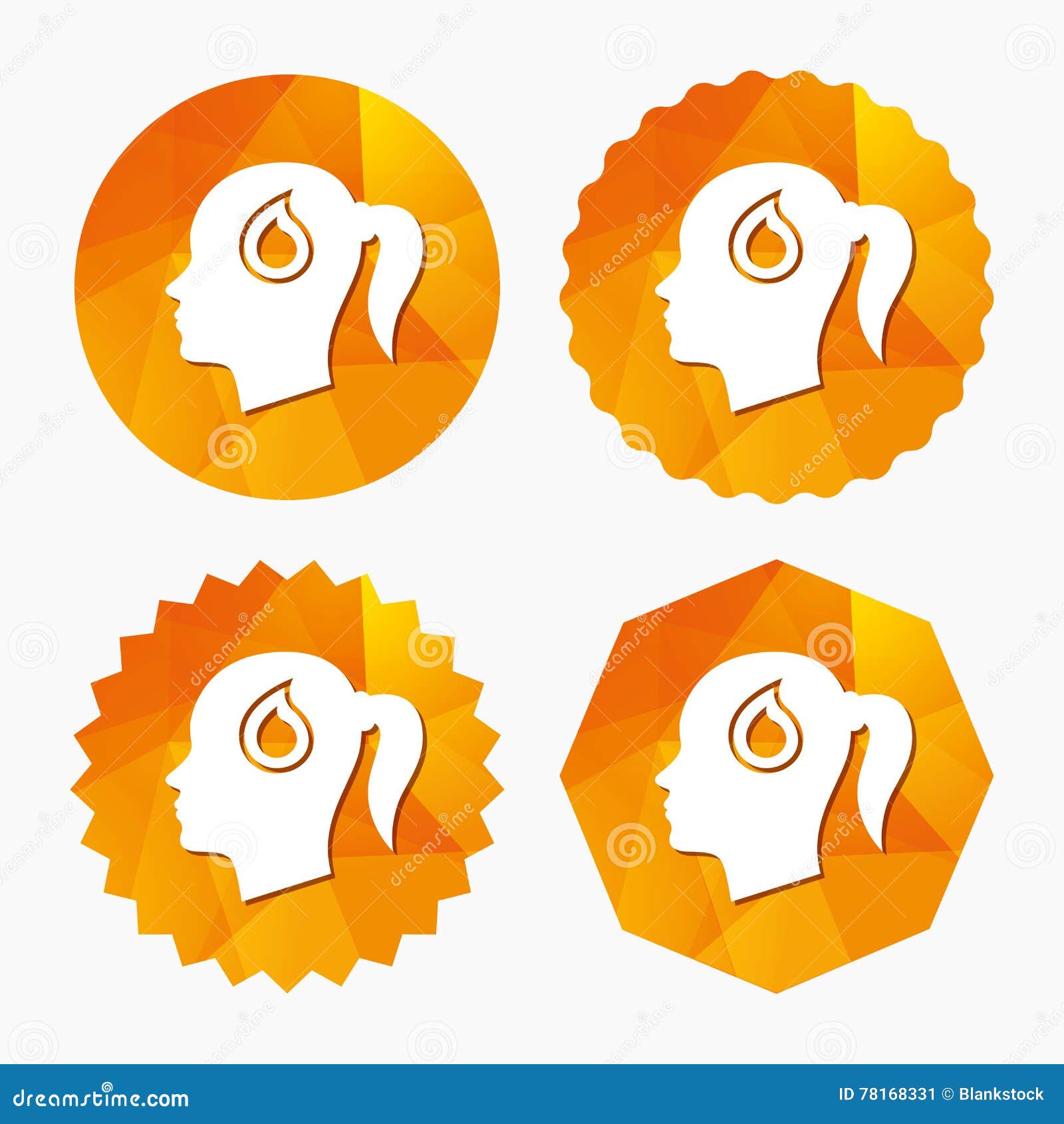Head with Drop Sign Icon. Female Woman Head. Stock Vector ...