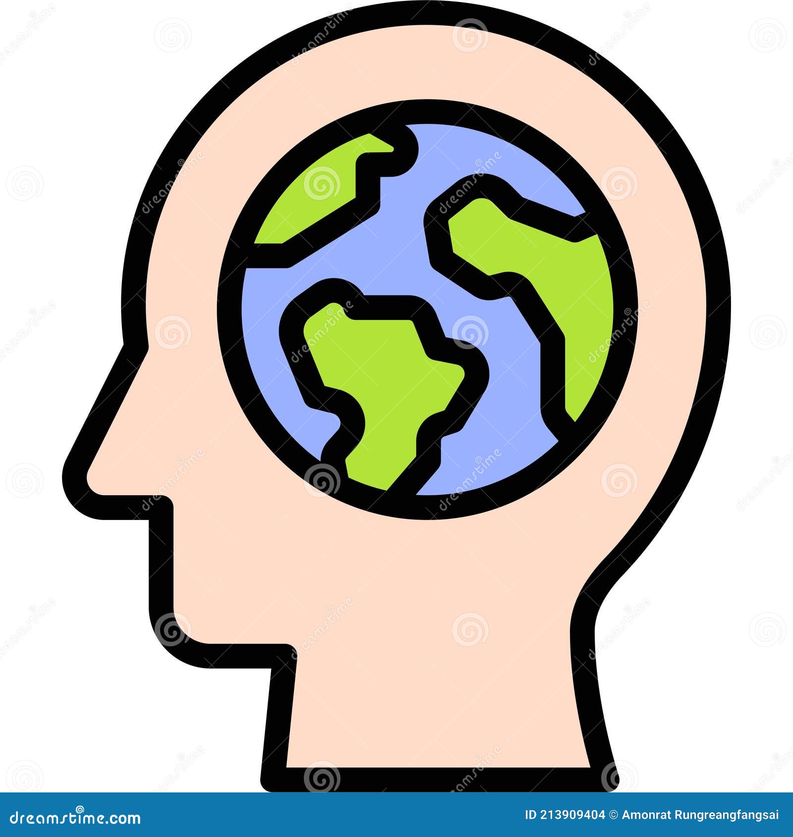 Head with Earth Inside Icon, Earth Day Related Vector Stock Vector ...