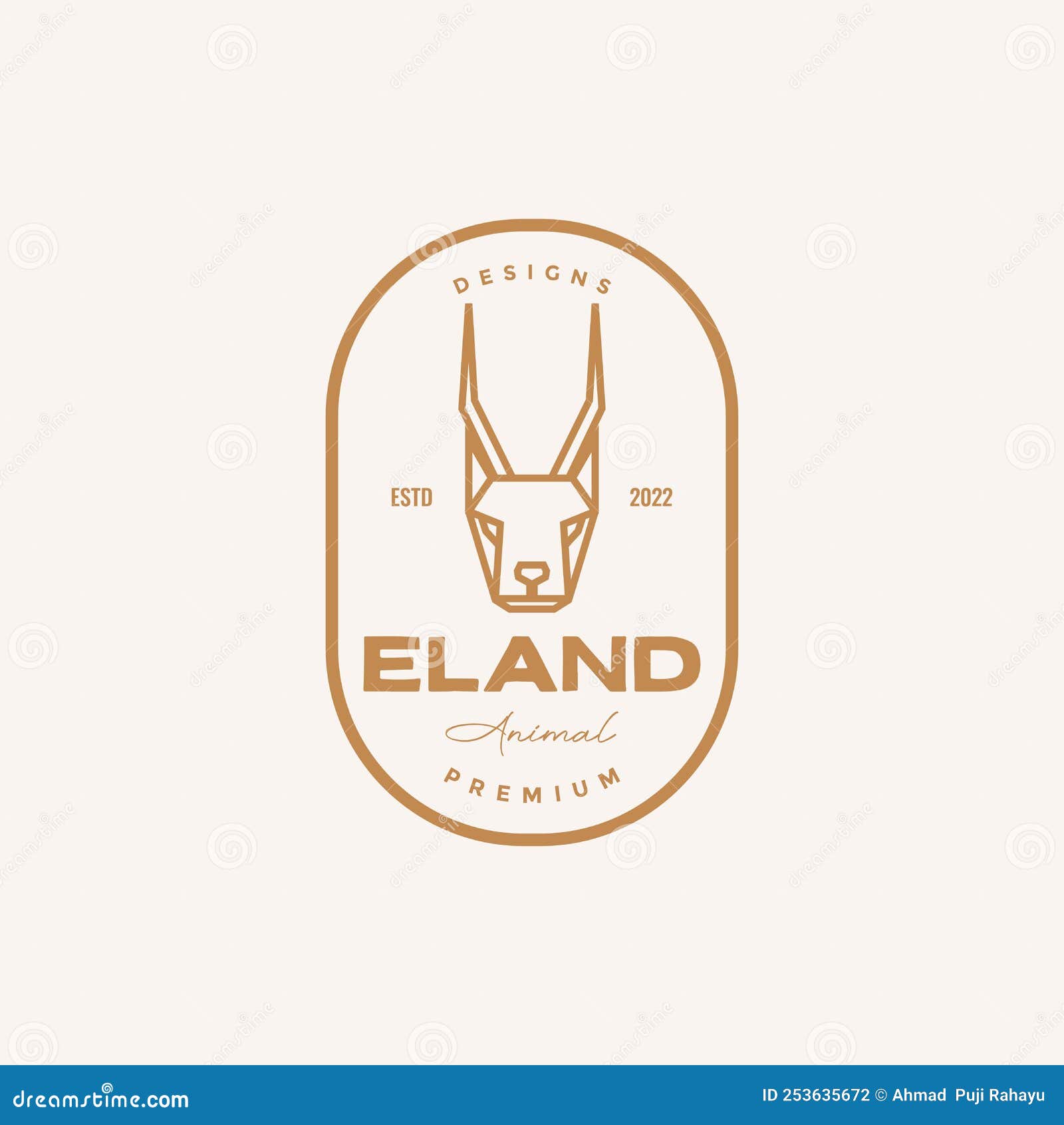 Head eland line badge logo stock vector. Illustration of animal - 253635672