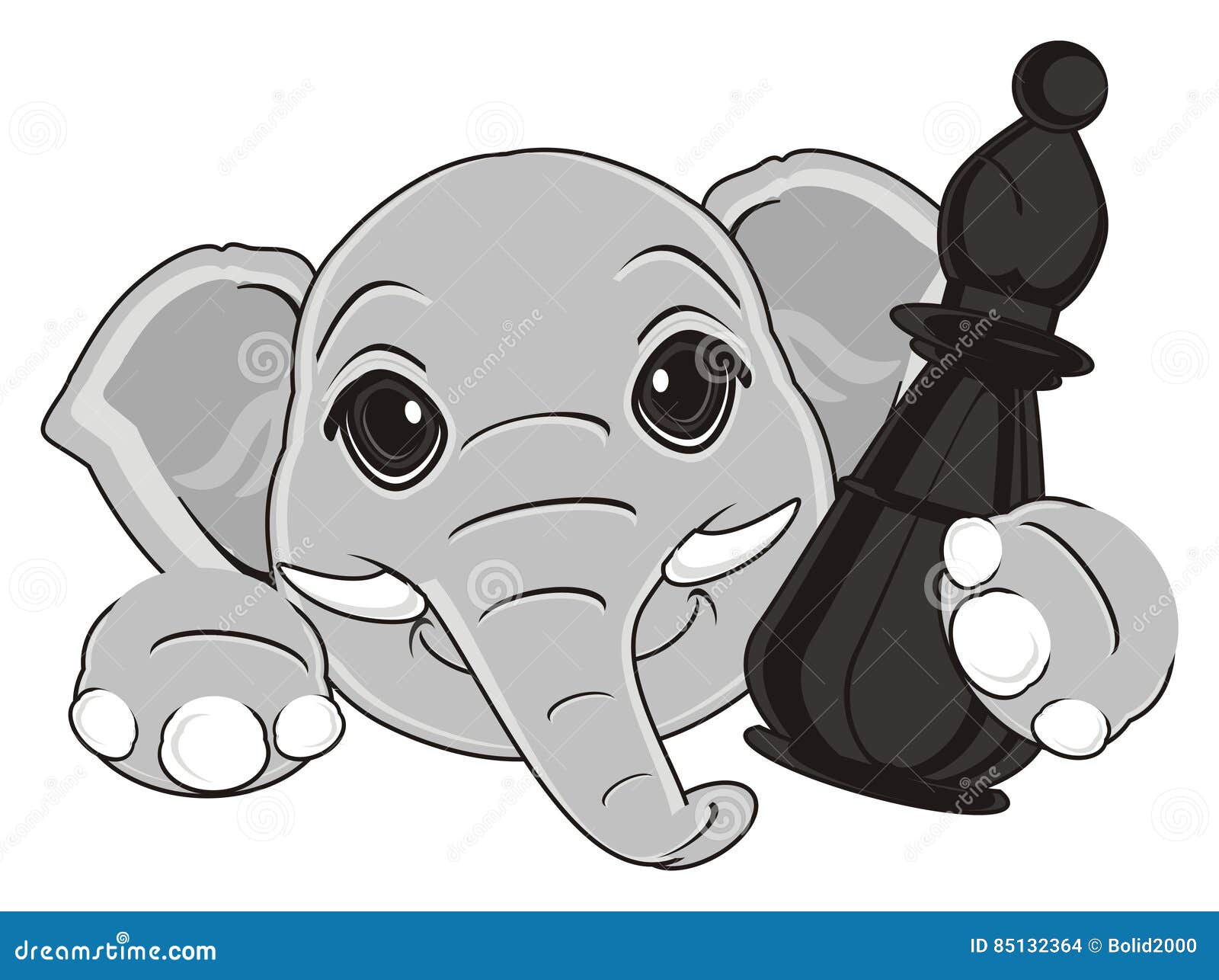 Head of elephant and chess stock illustration. Illustration of play ...