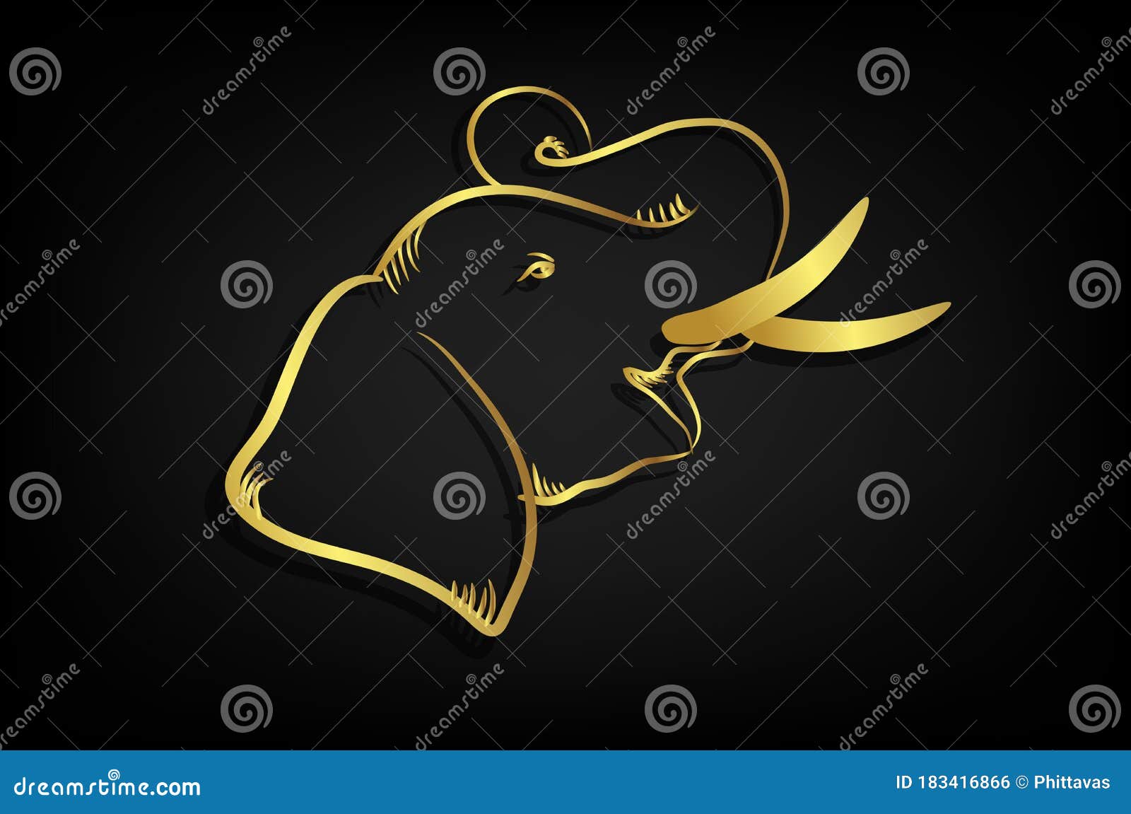 Head Elephant with Golden Border Elements in Thailand Style Stock ...