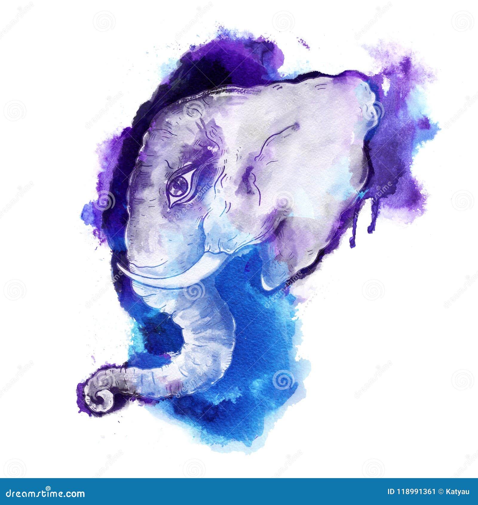 Head of elephant stock illustration. Illustration of jungle - 118991361