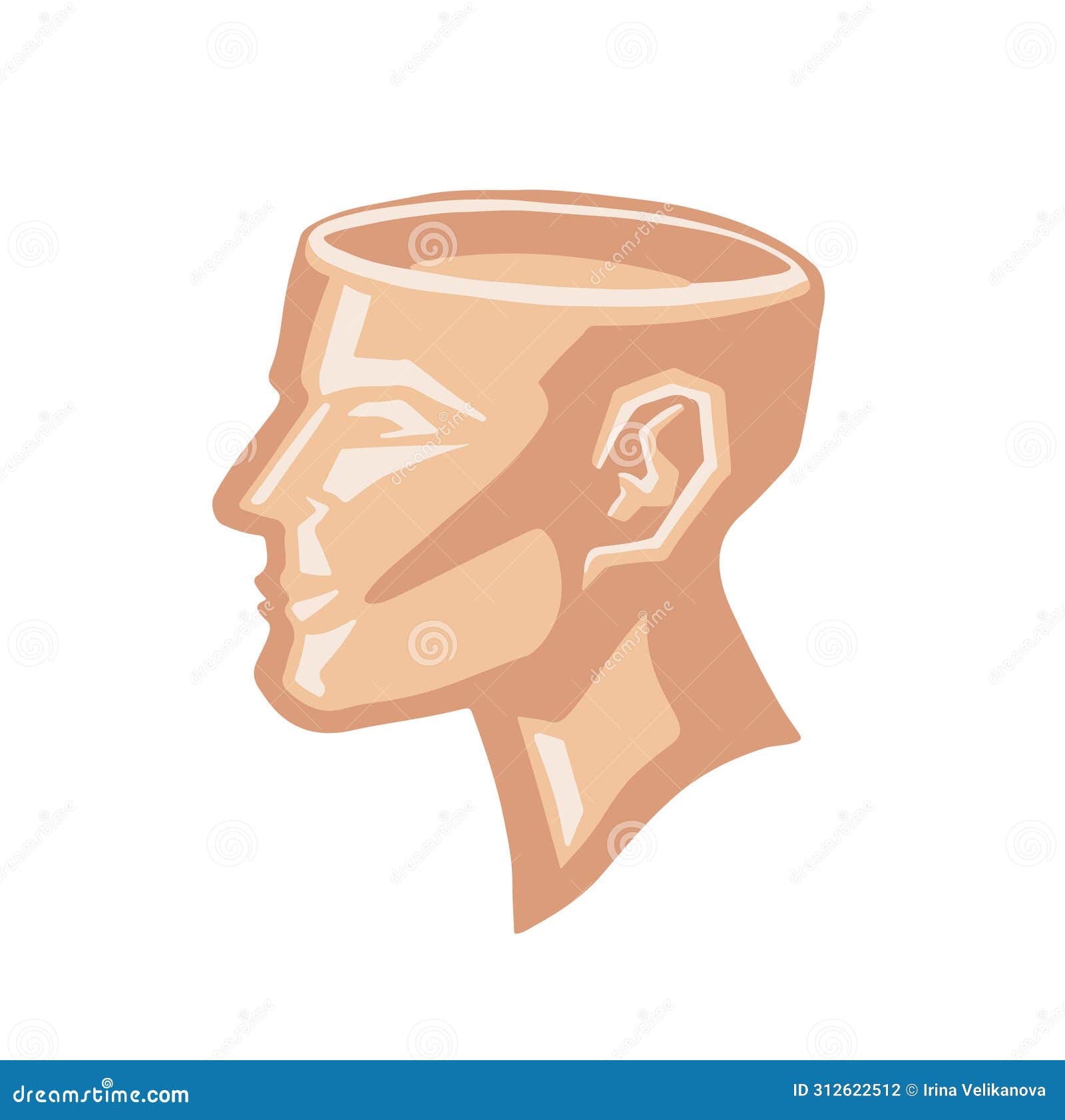 Head Empty Opened Skull Vector Illustration Stock Vector - Illustration ...