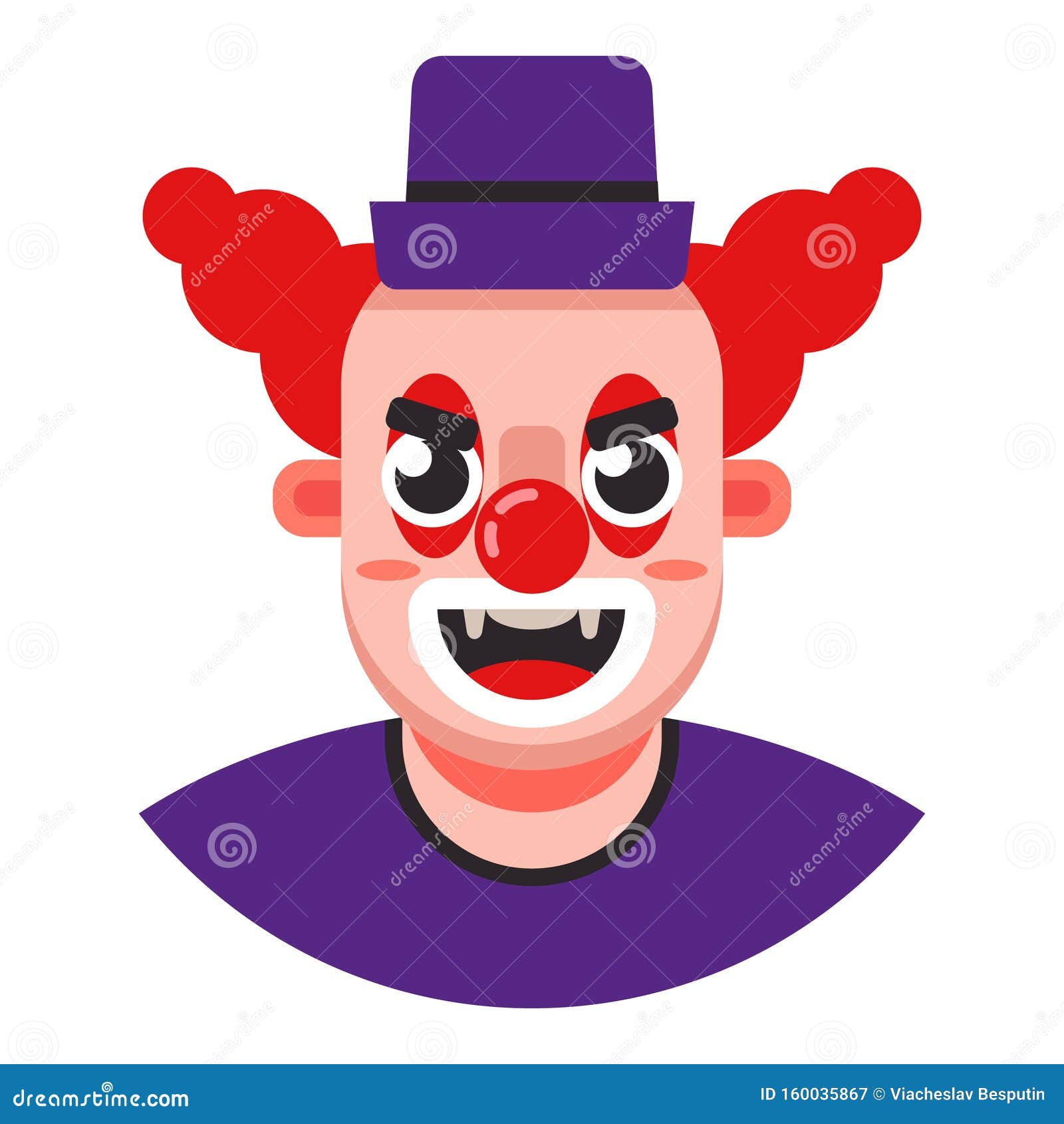 Head of an Evil Clown in a Hat. Stock Vector - Illustration of head ...