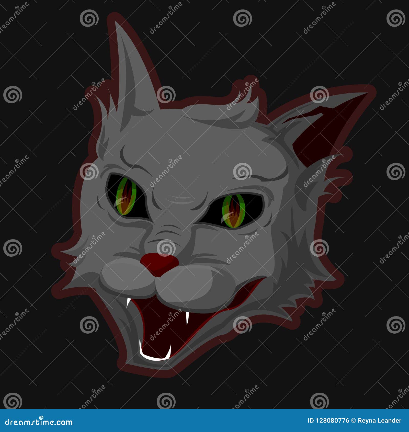 The Head of an Evil Demonic Cat with an Evil Grin. Stock Vector ...