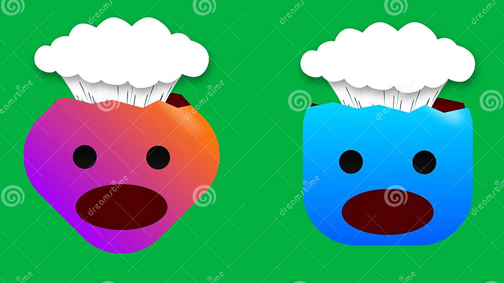 Head Explosion Emoji Expression Isolated on Green Background Stock ...