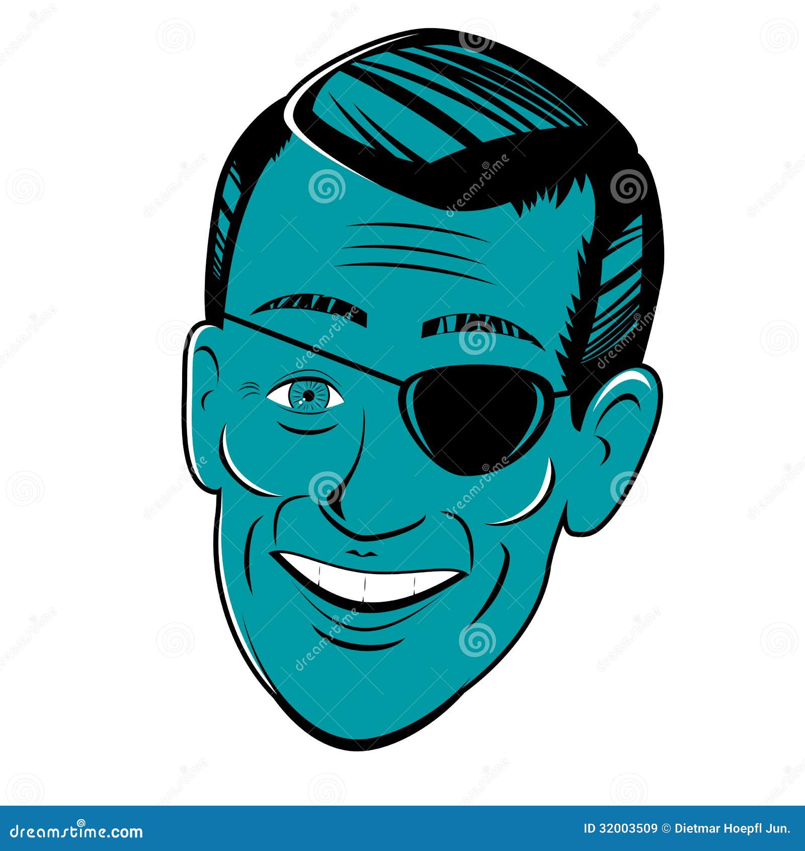 Head with eyepatch stock illustration. Illustration of retro - 32003509