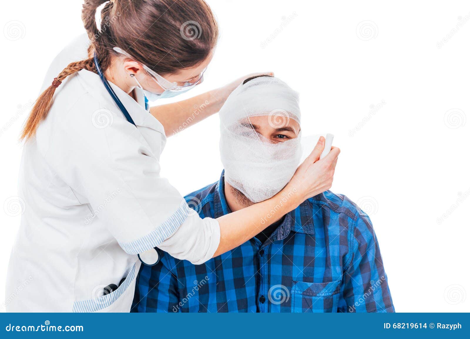 Head and face bandage stock photo. Image of bright, medicine - 68219614