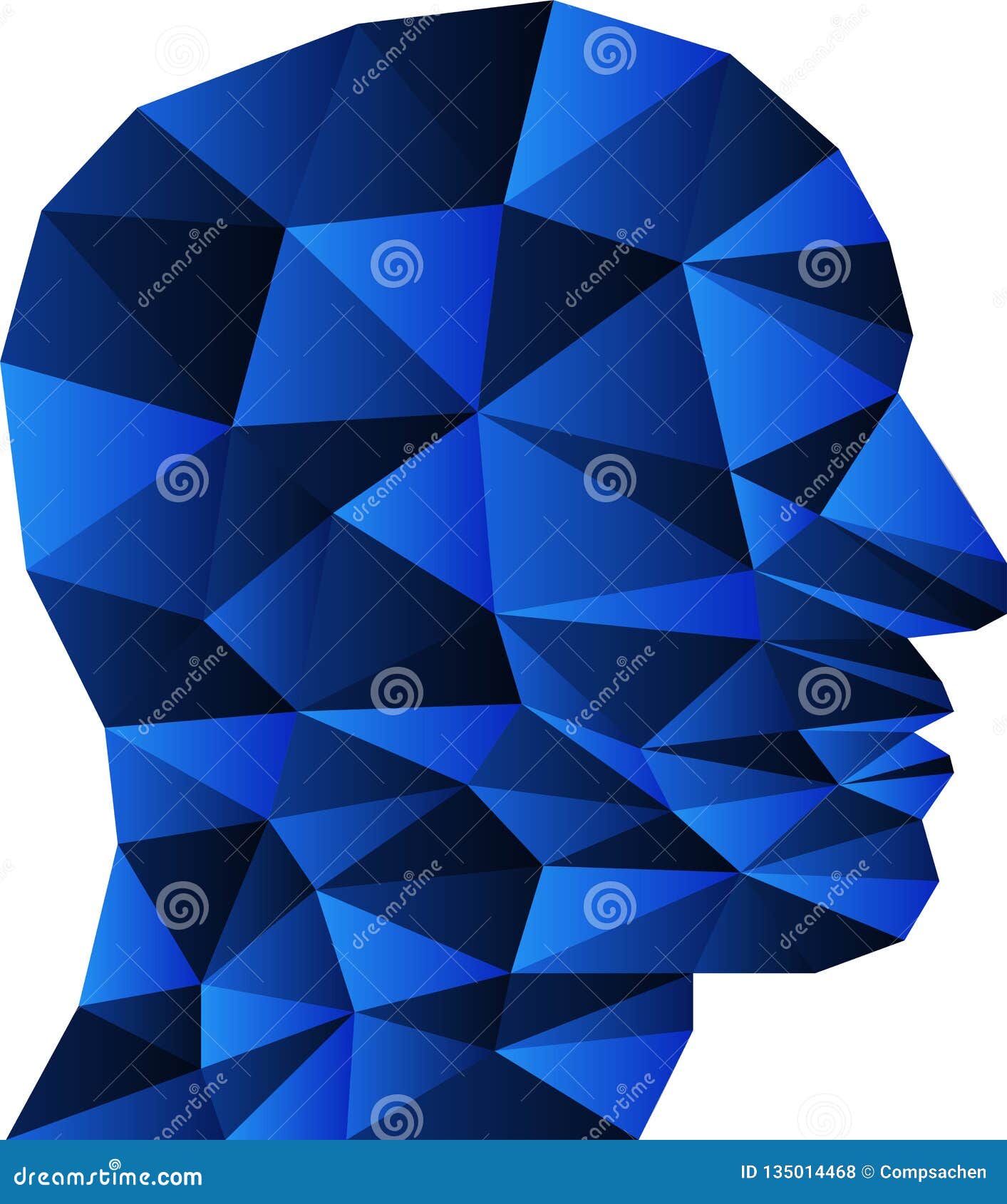 Head, Face of Triangles in Blue, Head and Human Logo Stock Vector ...