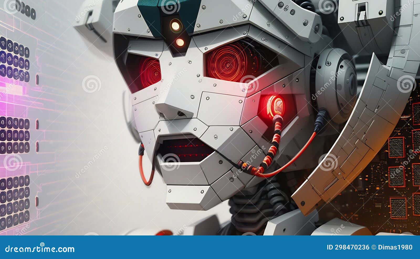 Head of Female Cyborg or or Bionic Android. AI Generated Cinematic ...