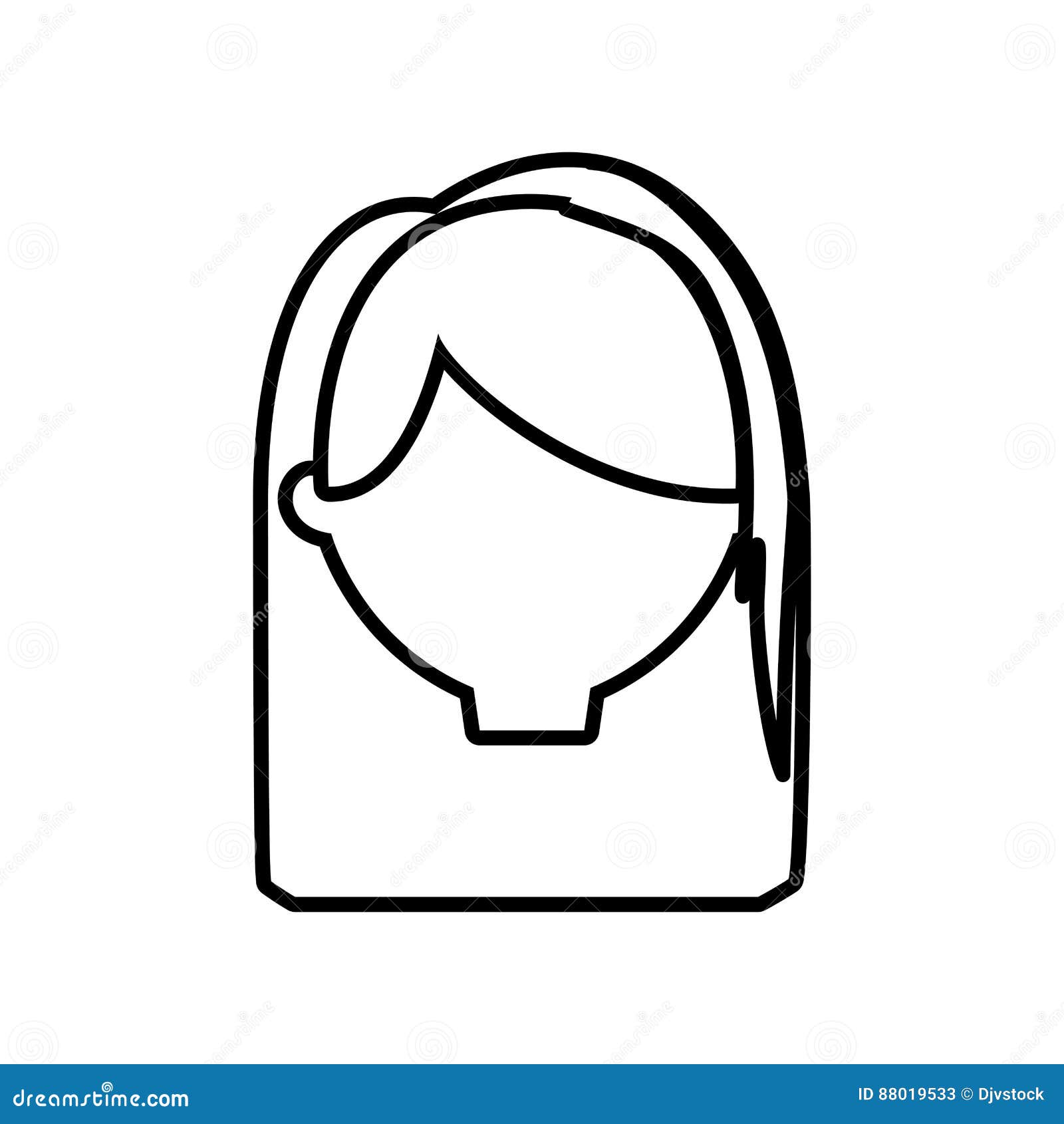 Head female girl line stock illustration. Illustration of avatar - 88019533