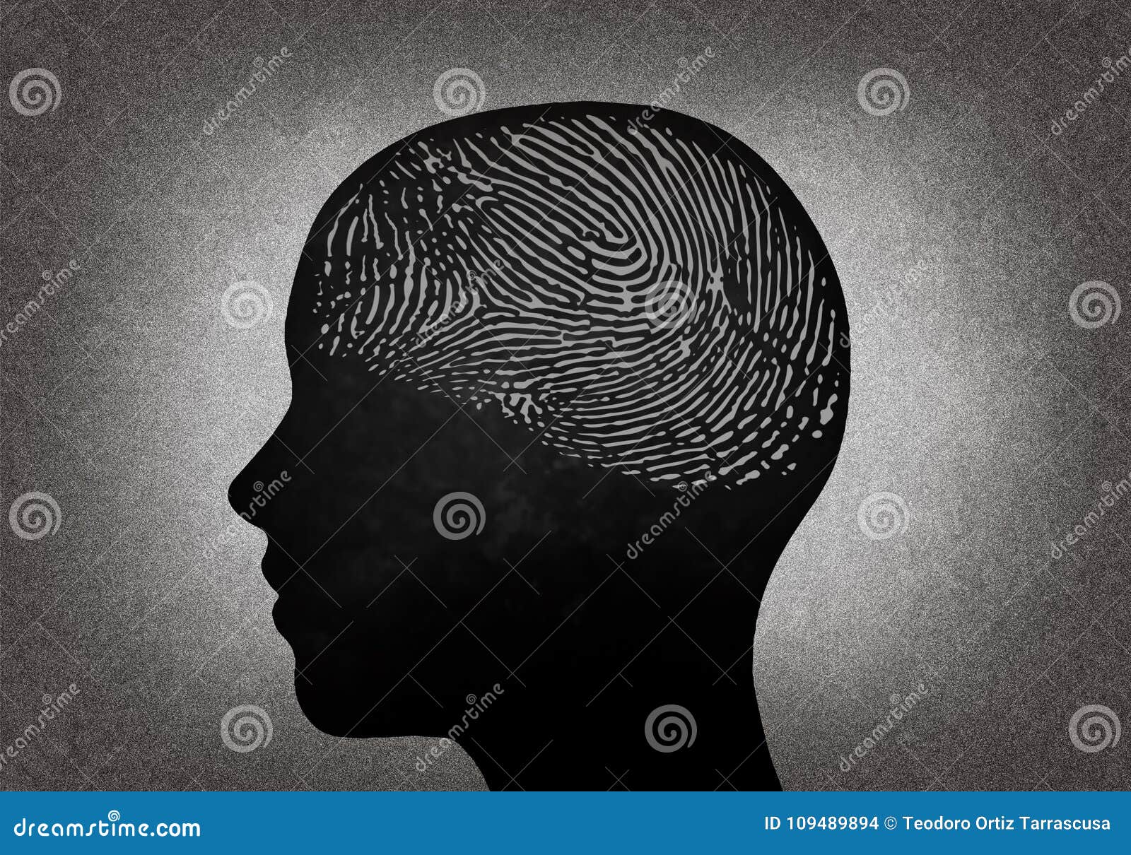 Head with fingerprint stock illustration. Illustration of business ...