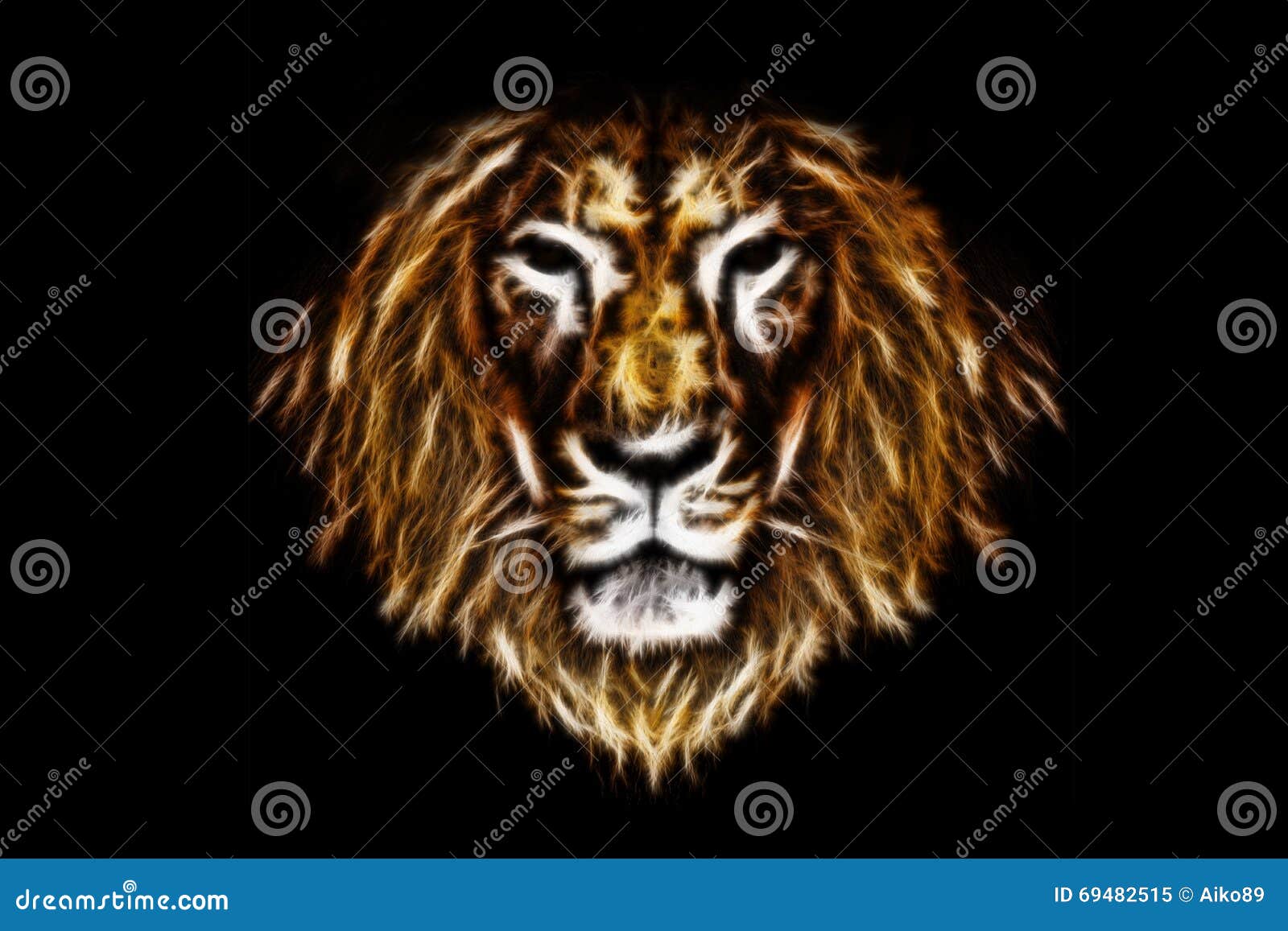 Head of fire lion stock image. Image of aggression, angry - 69482515