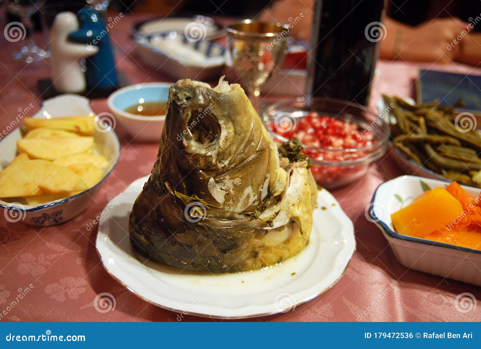 Rosh Hashanah Dinner Blessings on Table Stock Photo - Image of judaism ...