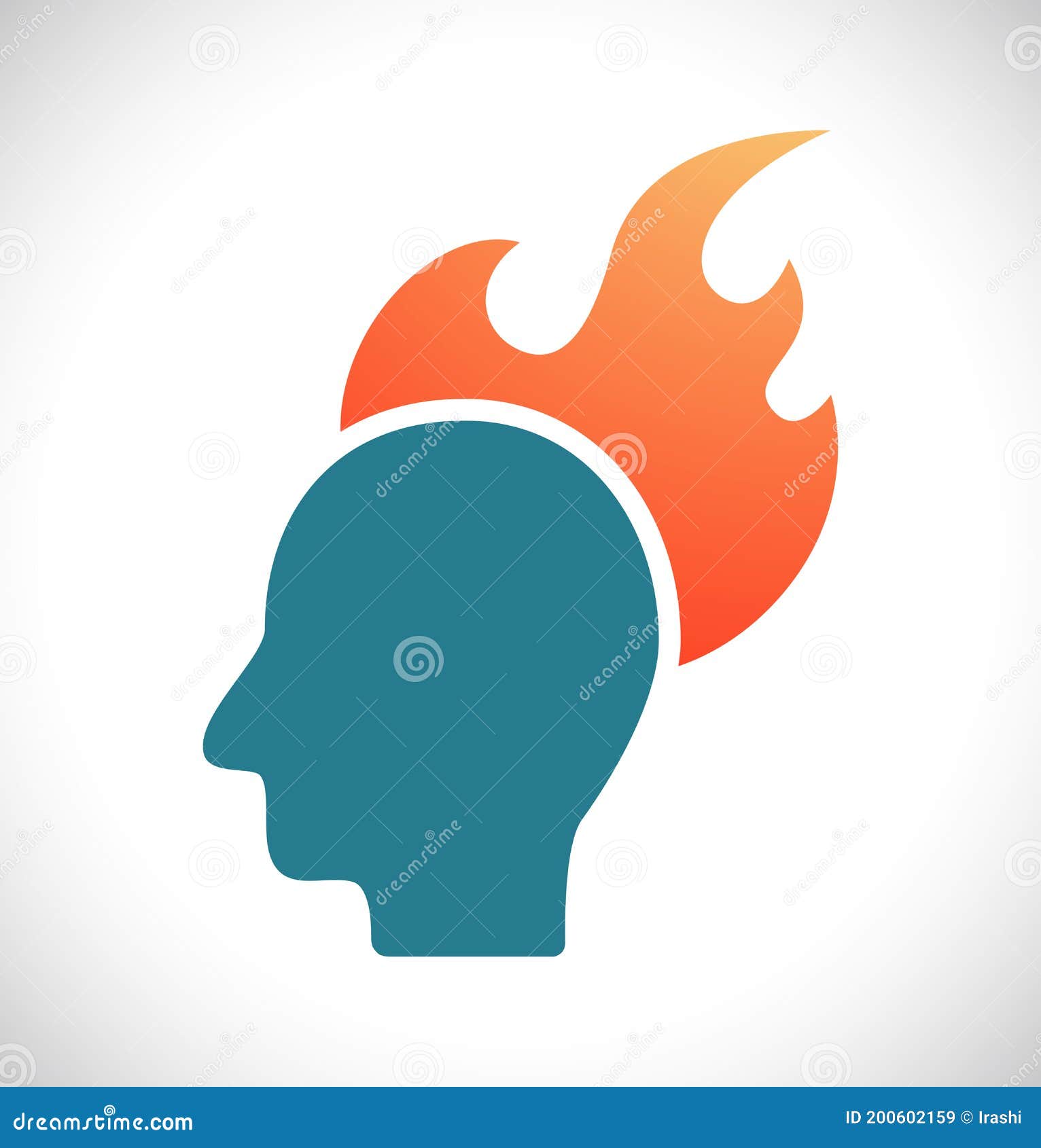 Head flame icon stock vector. Illustration of business - 200602159