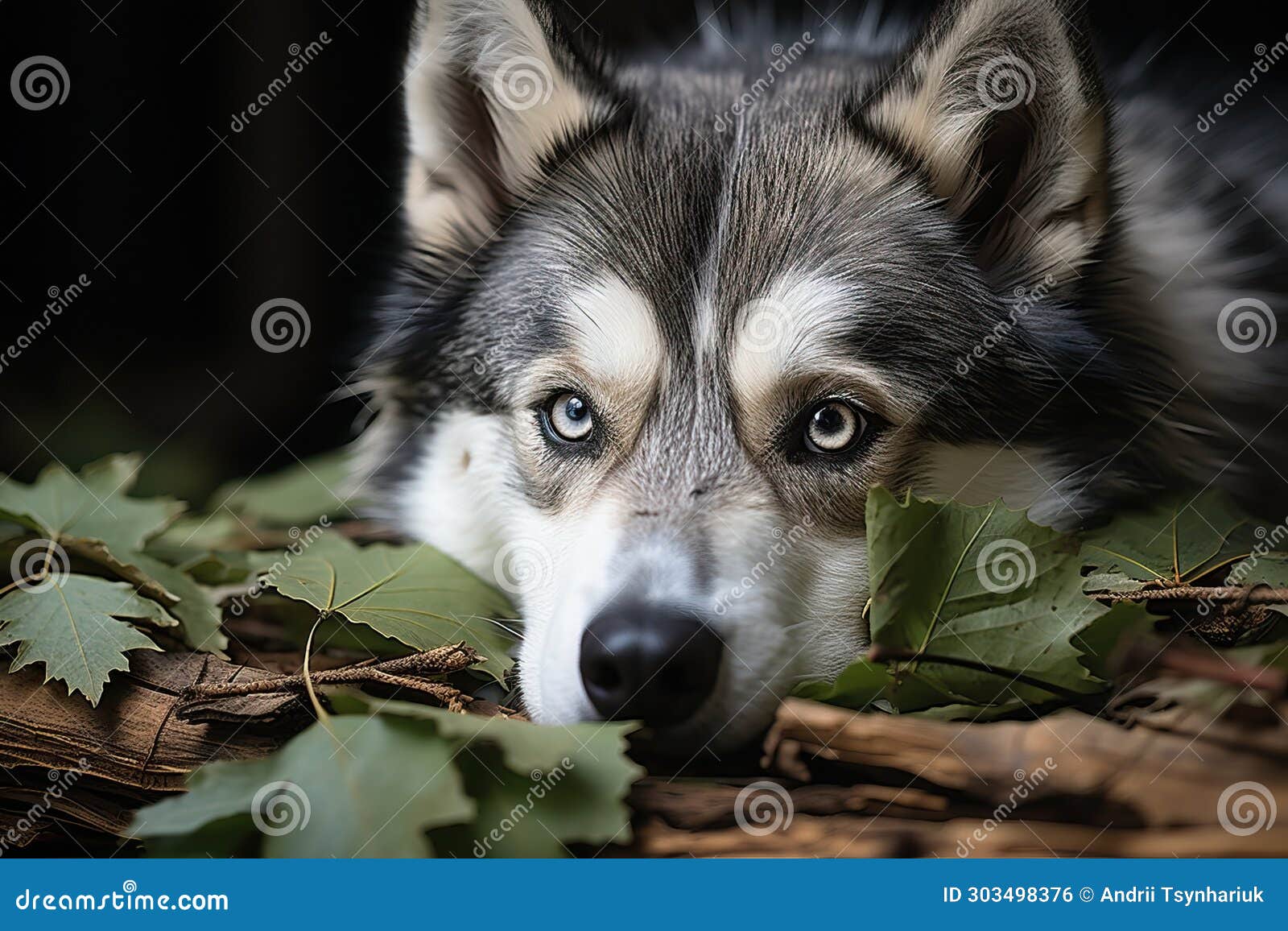 The Head of a Fluffy Siberian Husky Close-up. Stock Photo - Image of ...