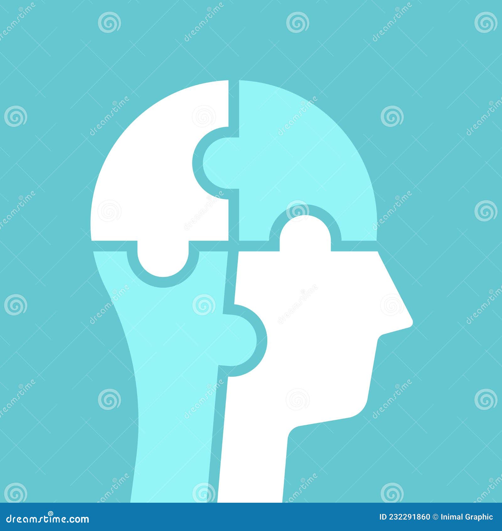 Head, four puzzle pieces stock vector. Illustration of idea - 232291860