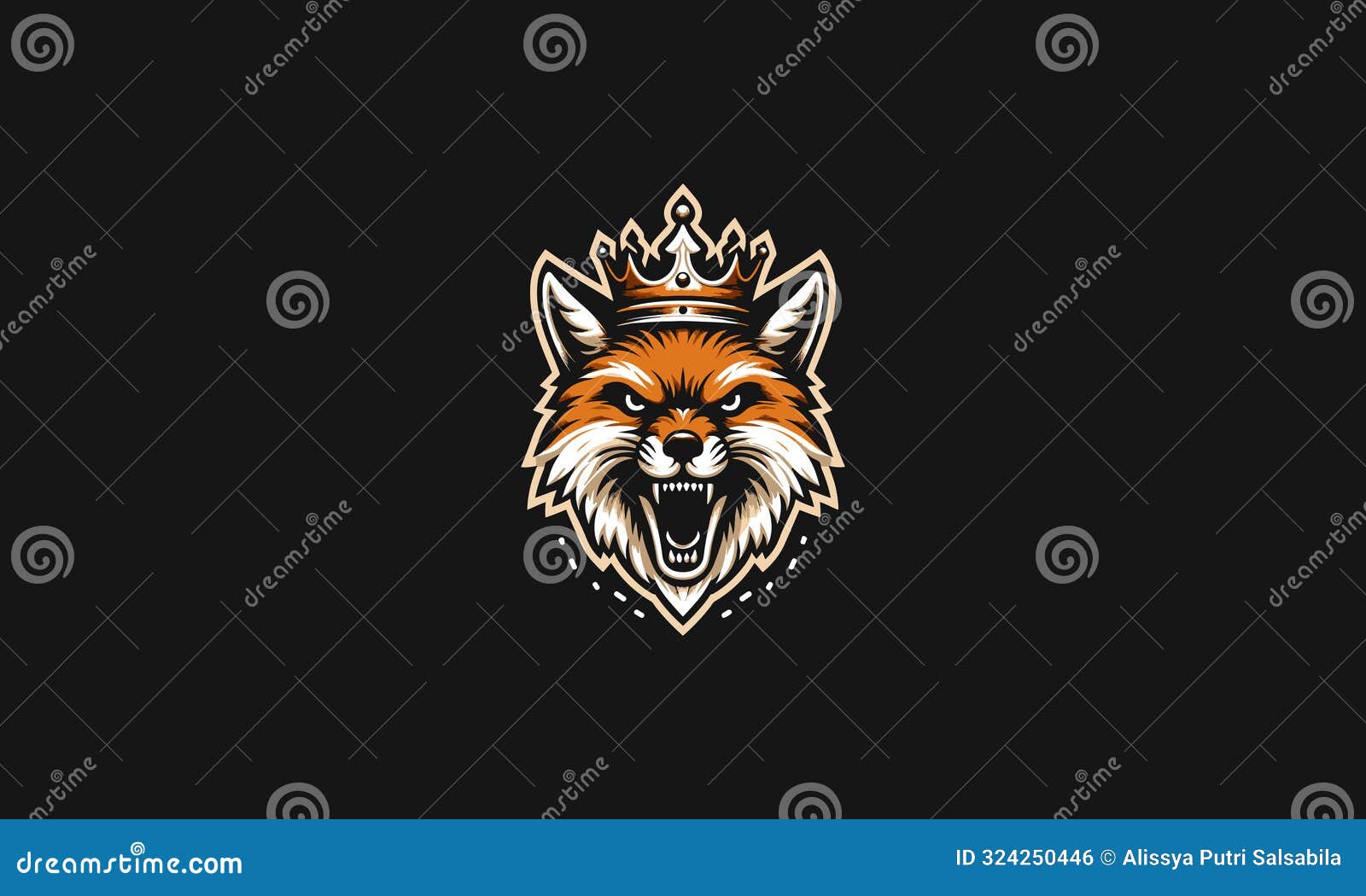 Head Fox Wearing Crown Vector Mascot Design Stock Vector - Illustration ...