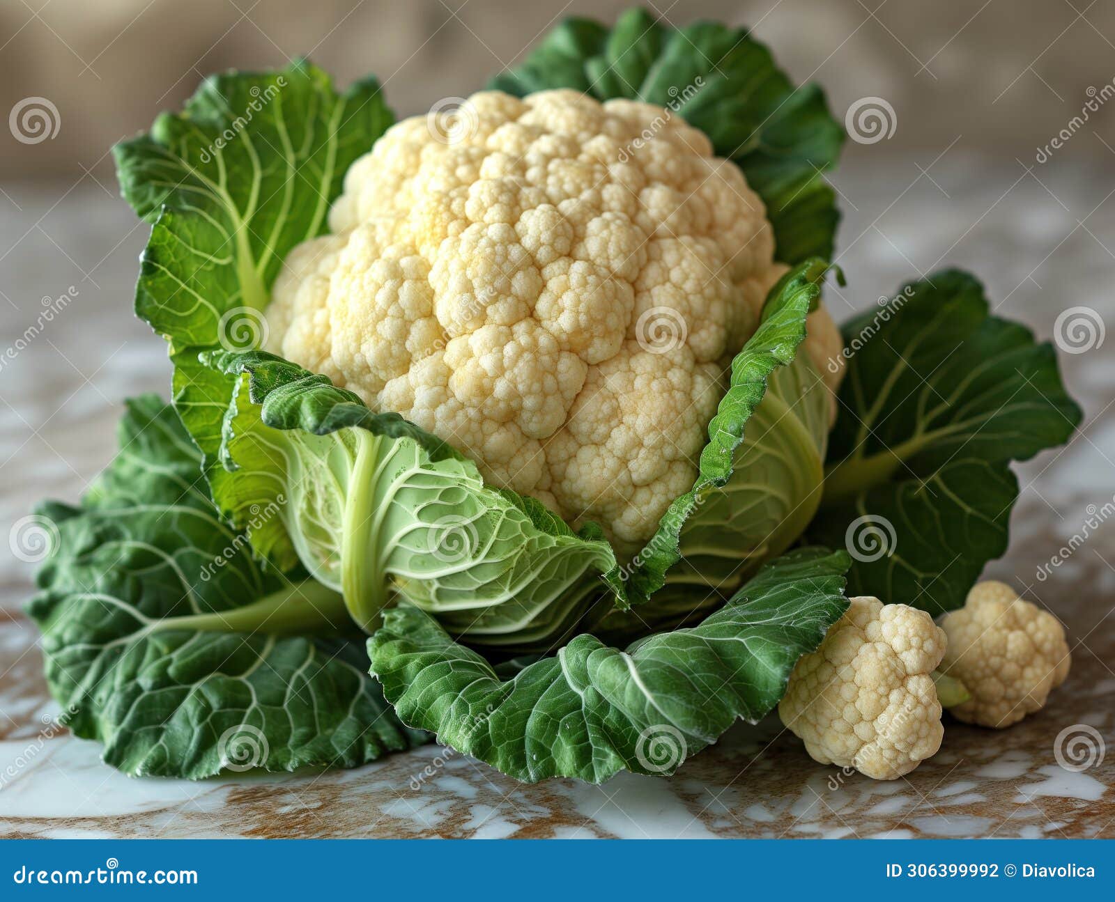 Head of Fresh Cauliflower Close-up Stock Illustration - Illustration of ...