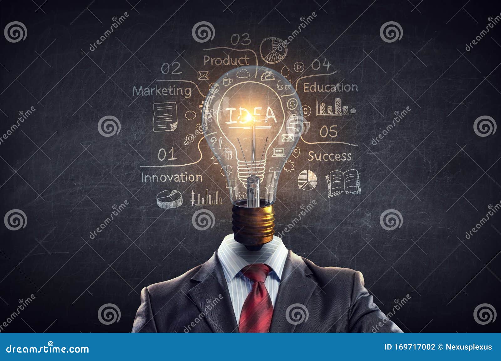 Head Full of Ideas. Mixed Media Stock Photo - Image of light ...