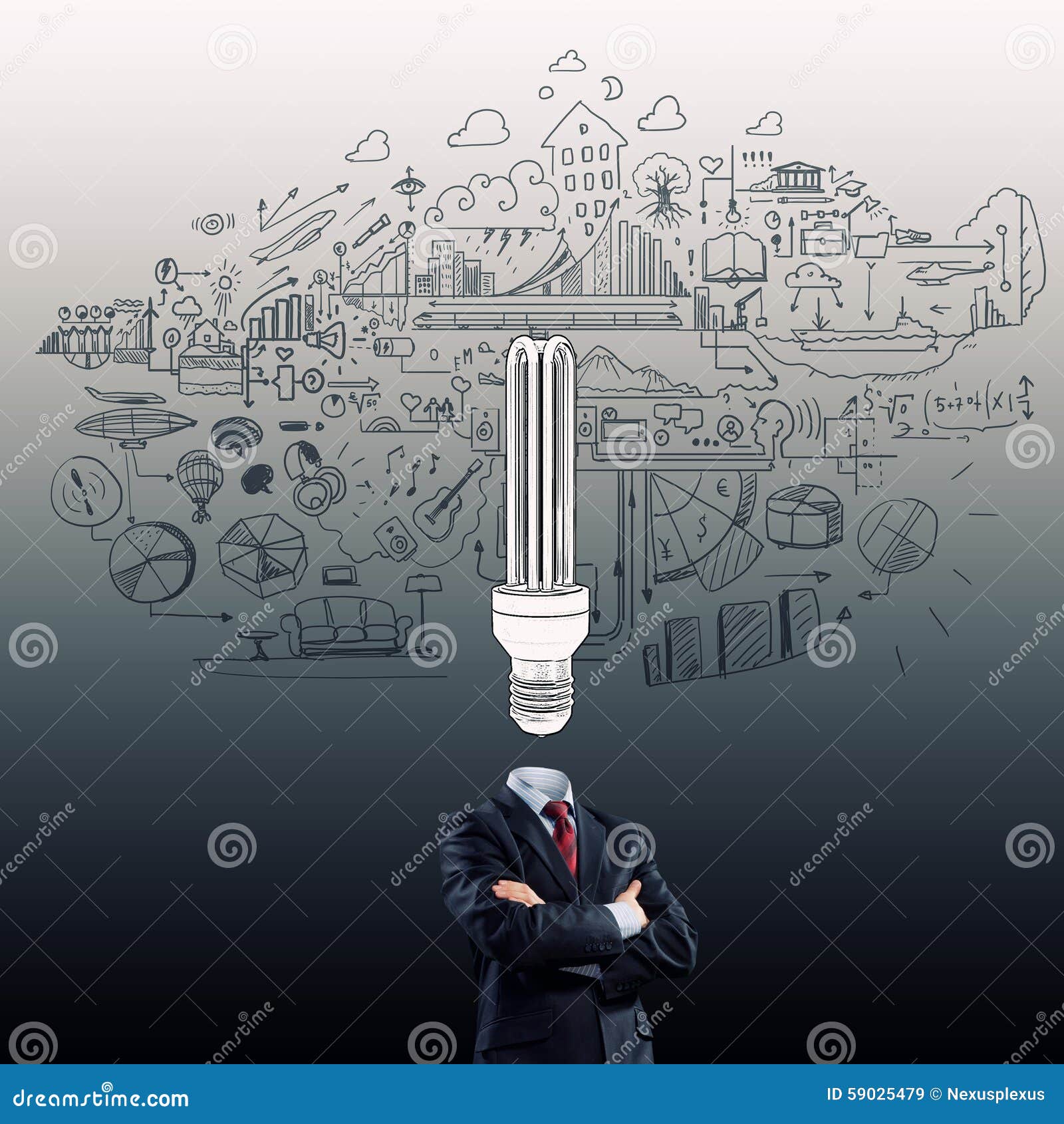 Head full of ideas stock illustration. Illustration of plan - 59025479