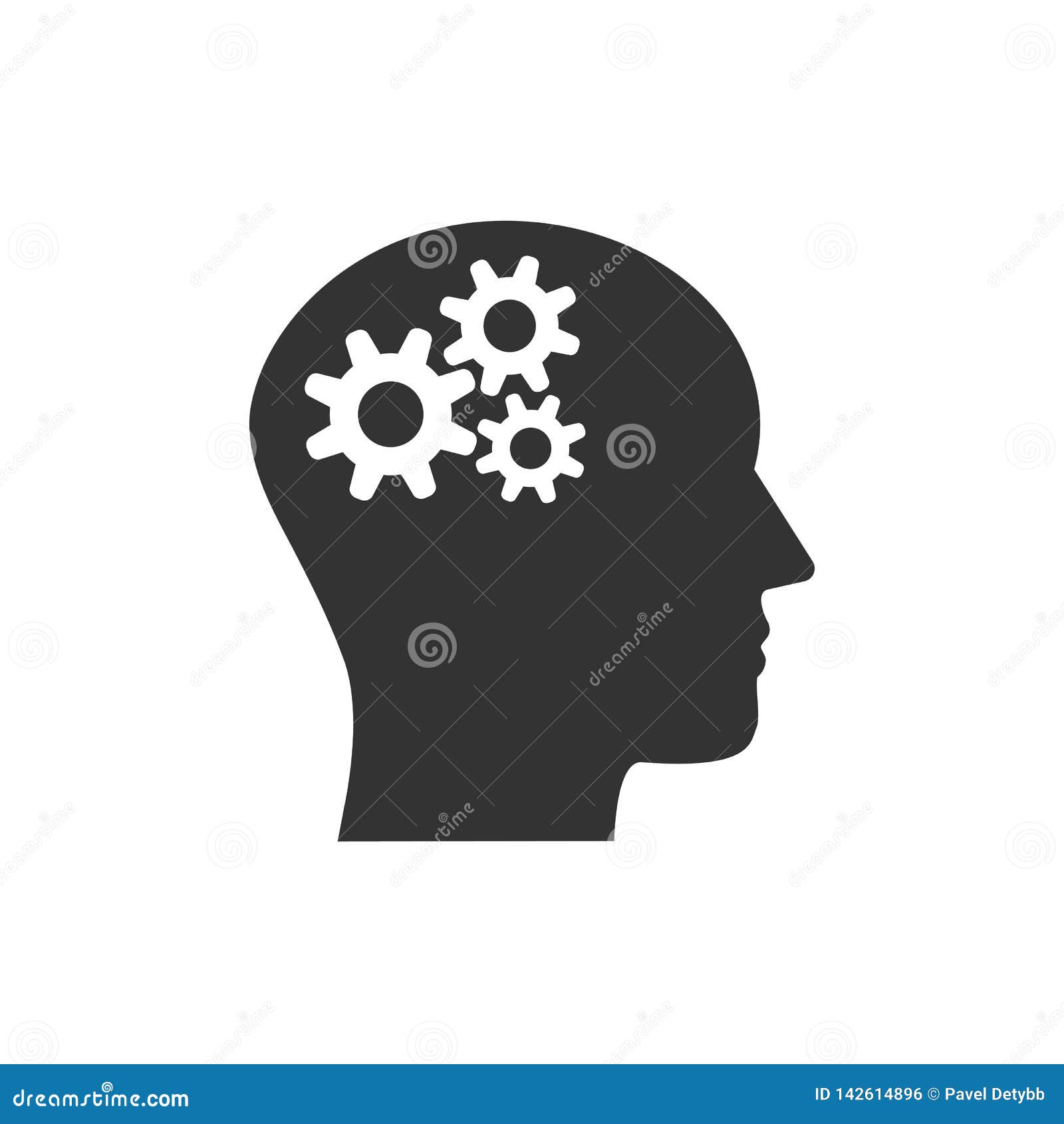 Head, Gear, Solution Idea Icon. Vector Illustration, Flat Design Stock ...