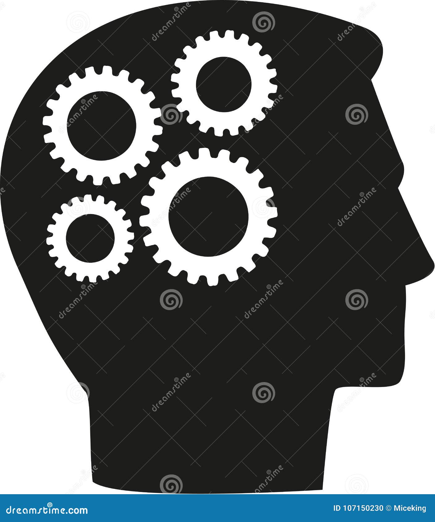 Head with Gear Wheels in Brain Stock Illustration - Illustration of ...