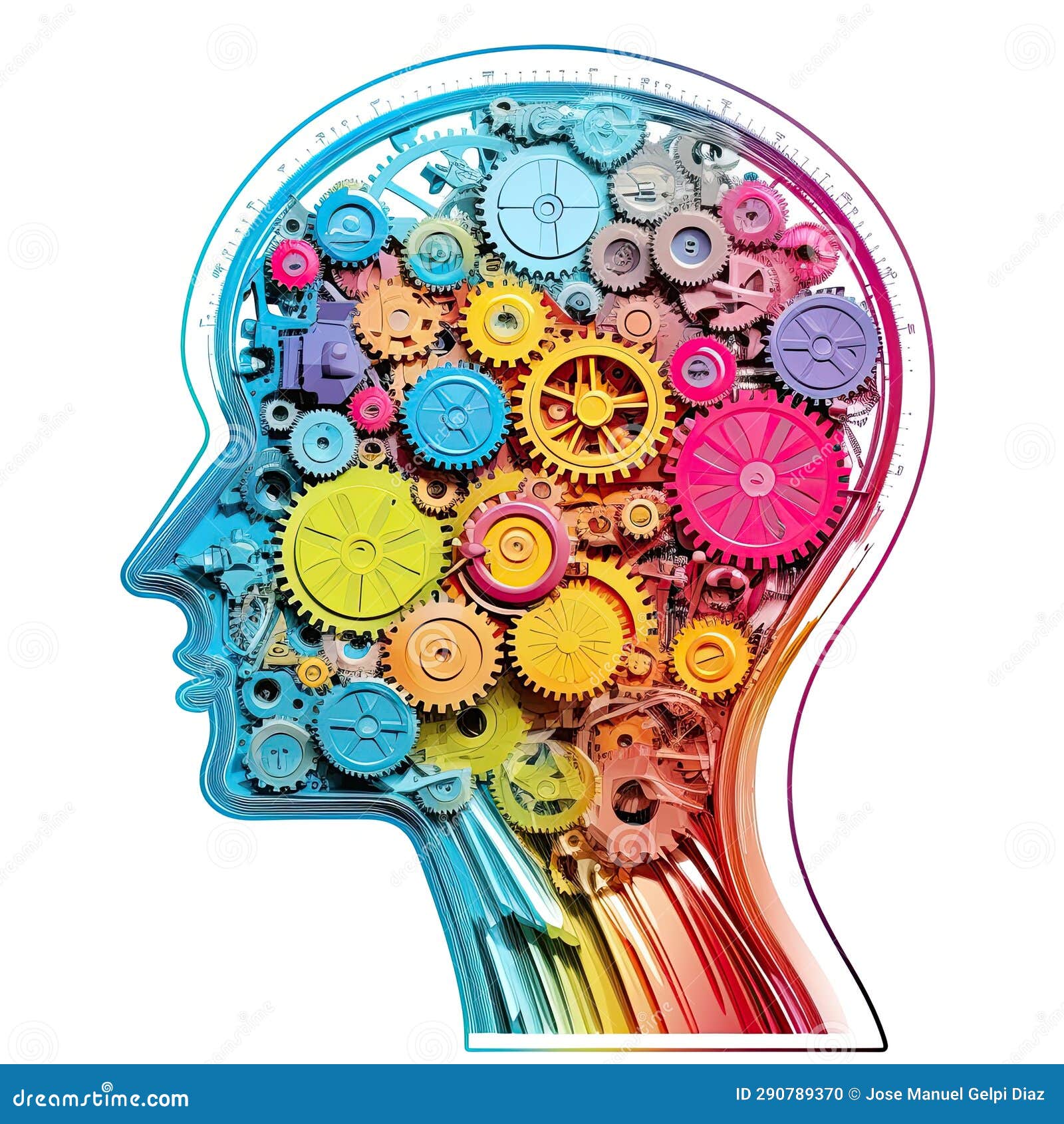 Head with Gear Wheels. Mind and Intelligence. Generative AI Stock ...