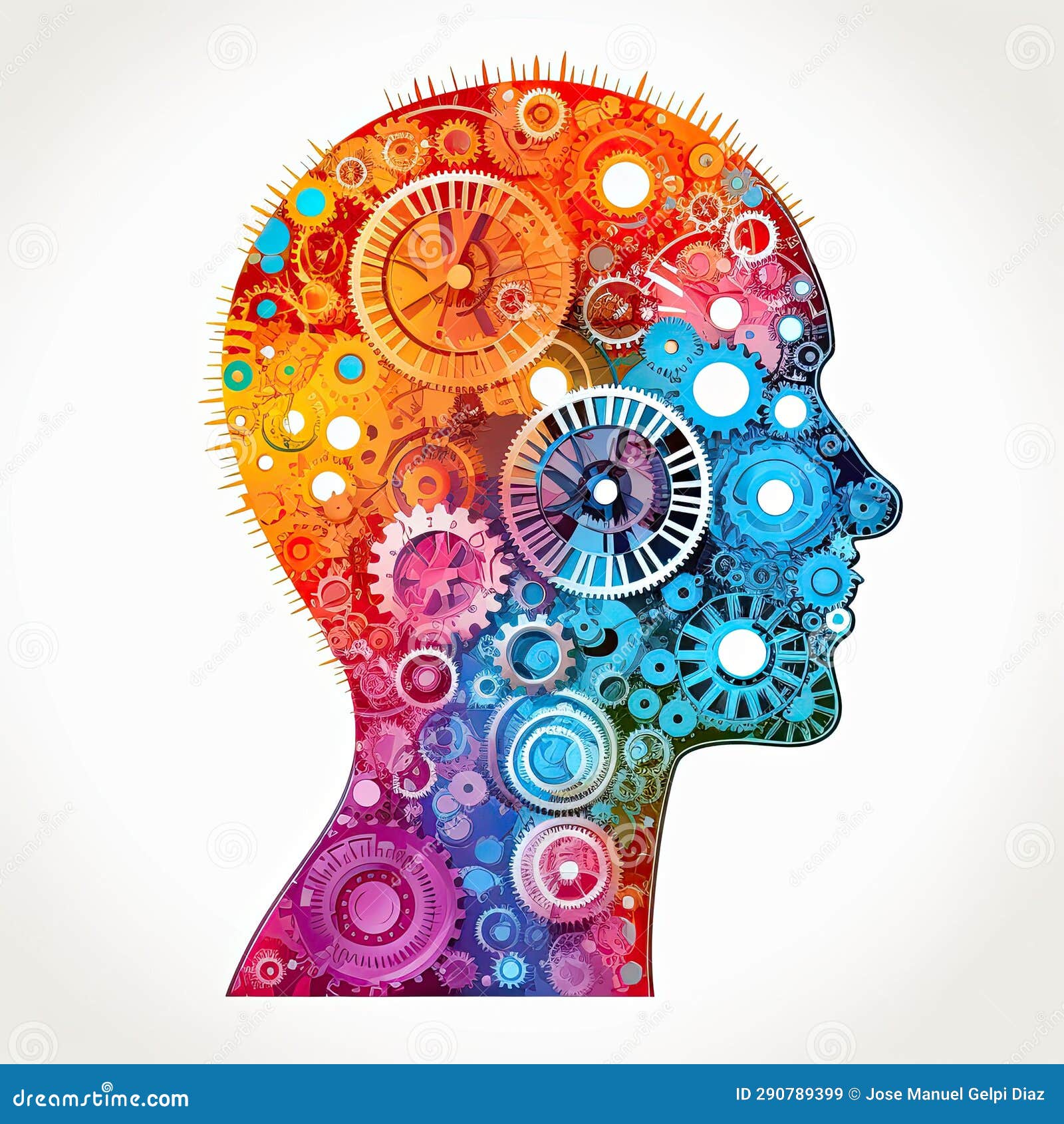 Head with Gear Wheels. Mind and Intelligence. Generative AI Stock ...