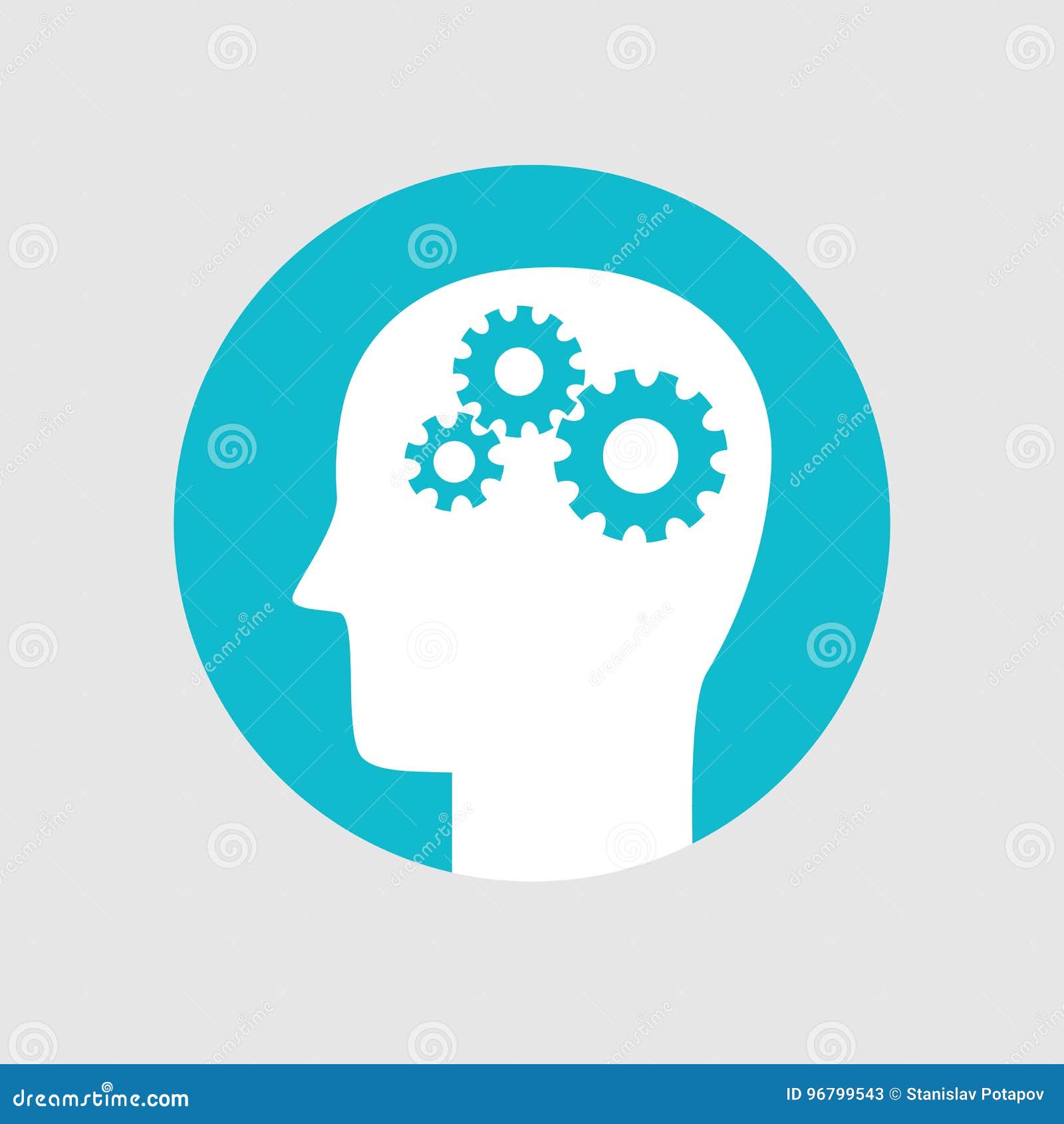 Head with Gears, Brain Activity Icon Flat Style Stock Vector ...