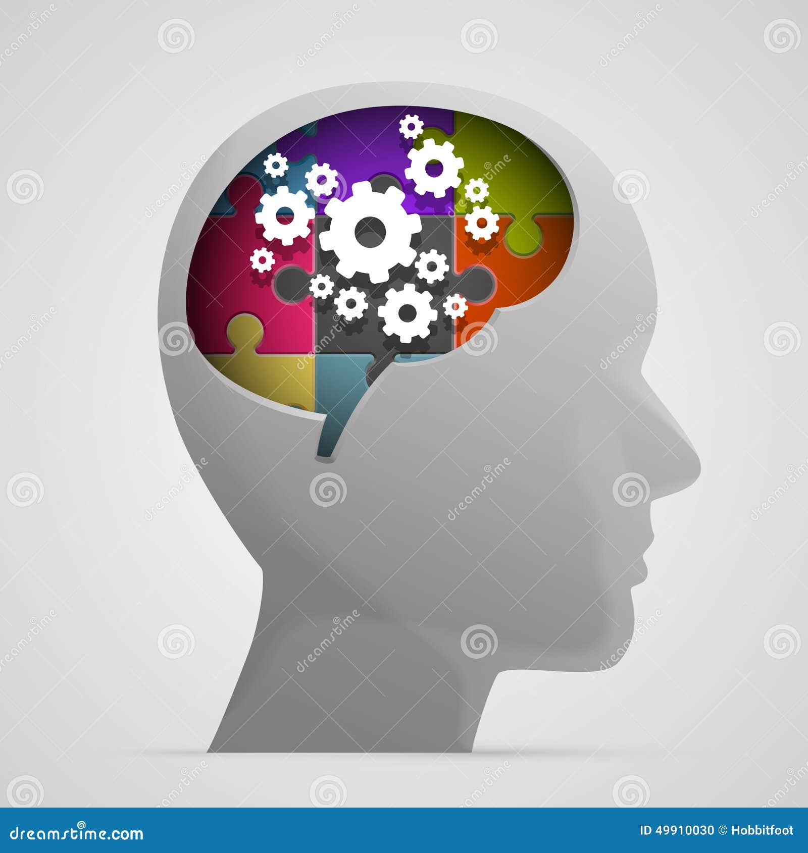 Head with gears in brain stock vector. Illustration of nervous - 49910030