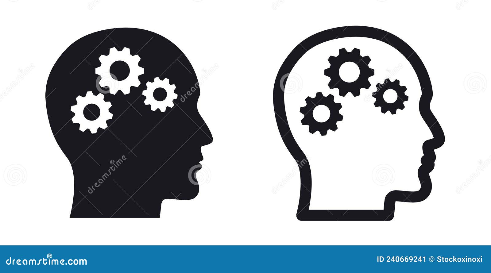 Head with Gears Brainstorming Icon Stock Vector - Illustration of gears ...