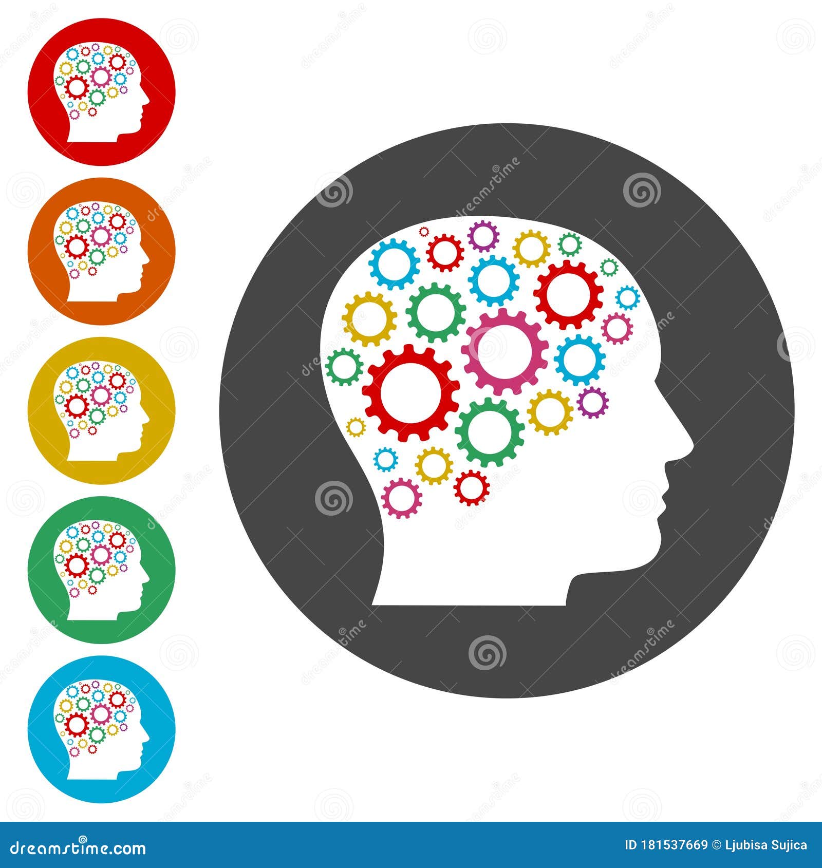 Head with Gears Concept, Vector Logo Gears in Head Stock Vector ...