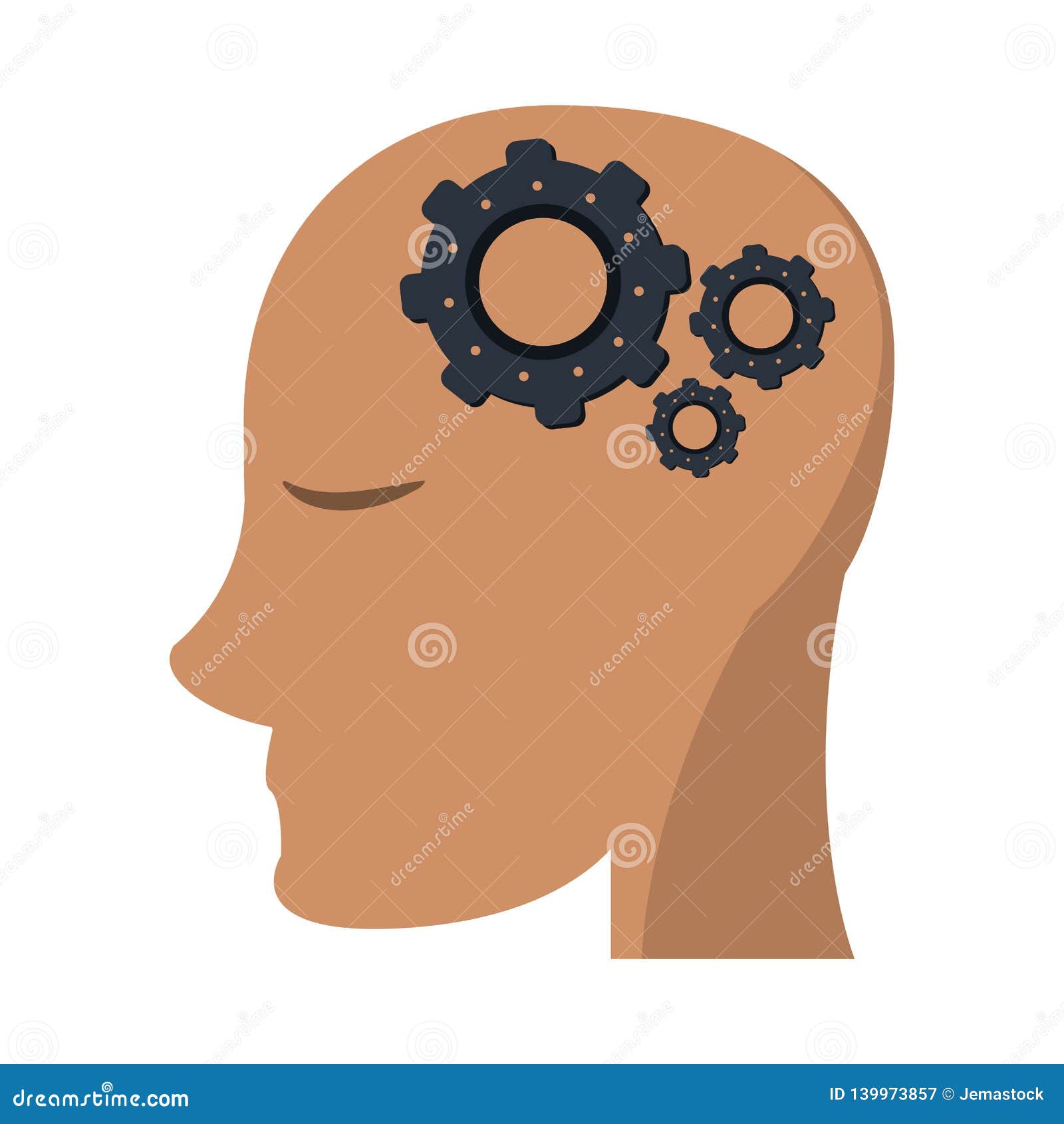 Head with gears in mind stock vector. Illustration of machinery - 139973857