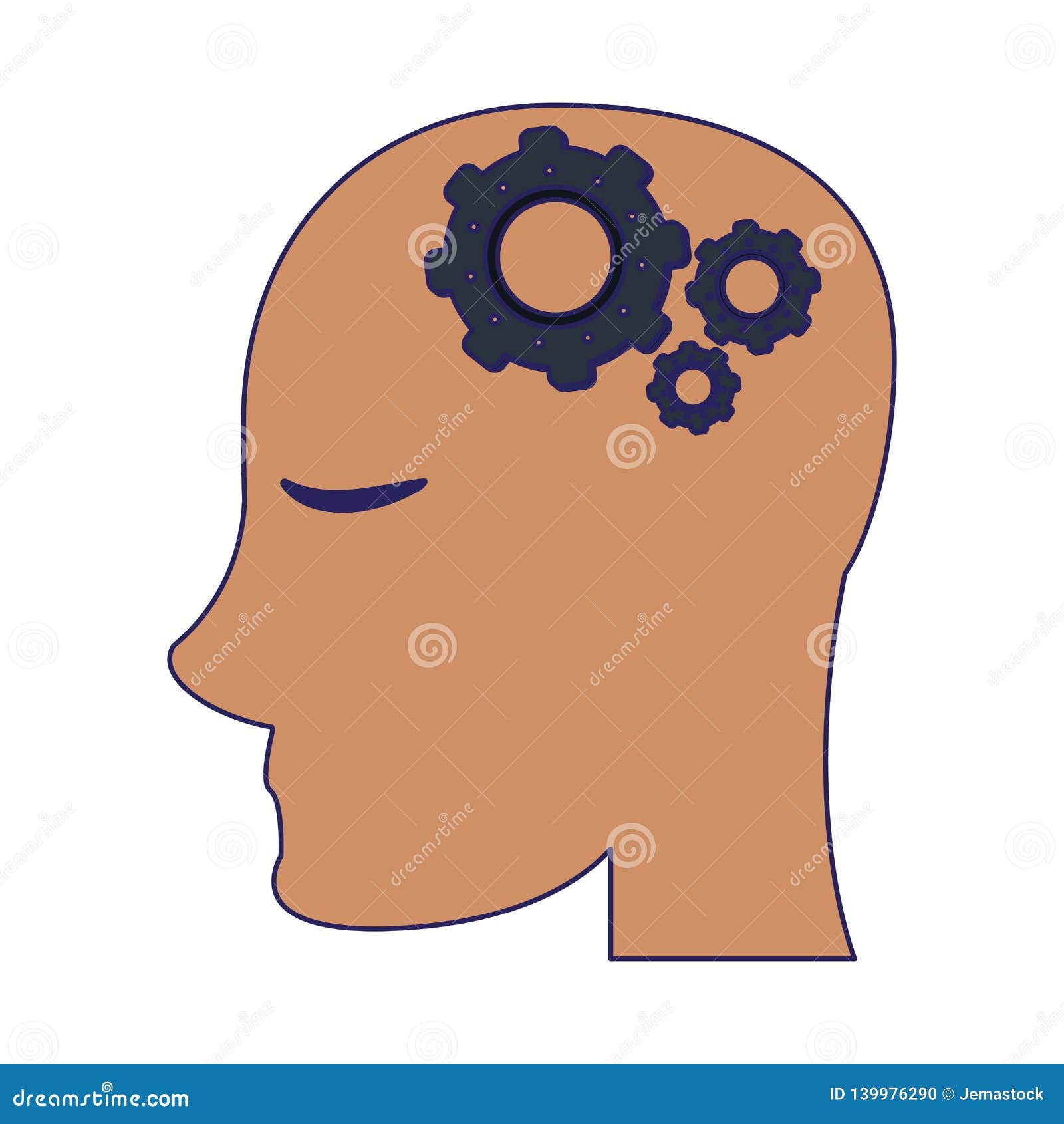 Head with gears in mind stock vector. Illustration of industry - 139976290