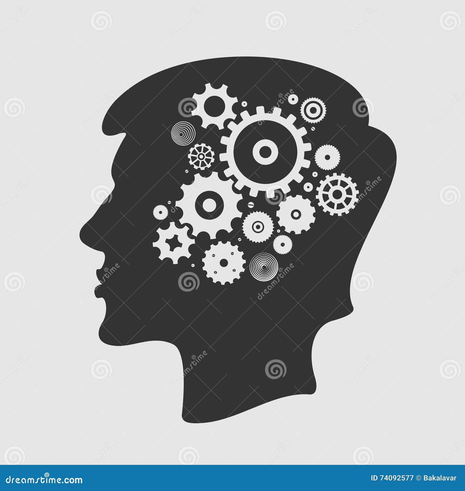 Head and Gears Vector Illustration Stock Vector - Illustration of face ...