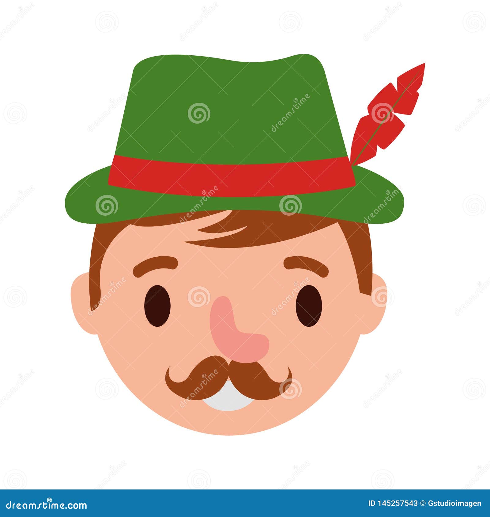 Head German Man with Typical Hat Stock Vector - Illustration of ...