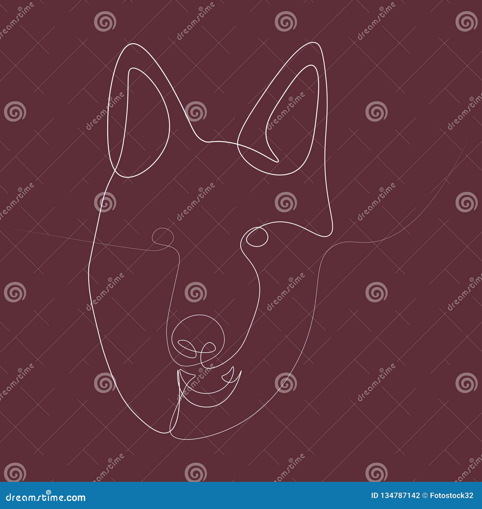 The Head of the German Shepherd in One Line Stock Vector - Illustration ...