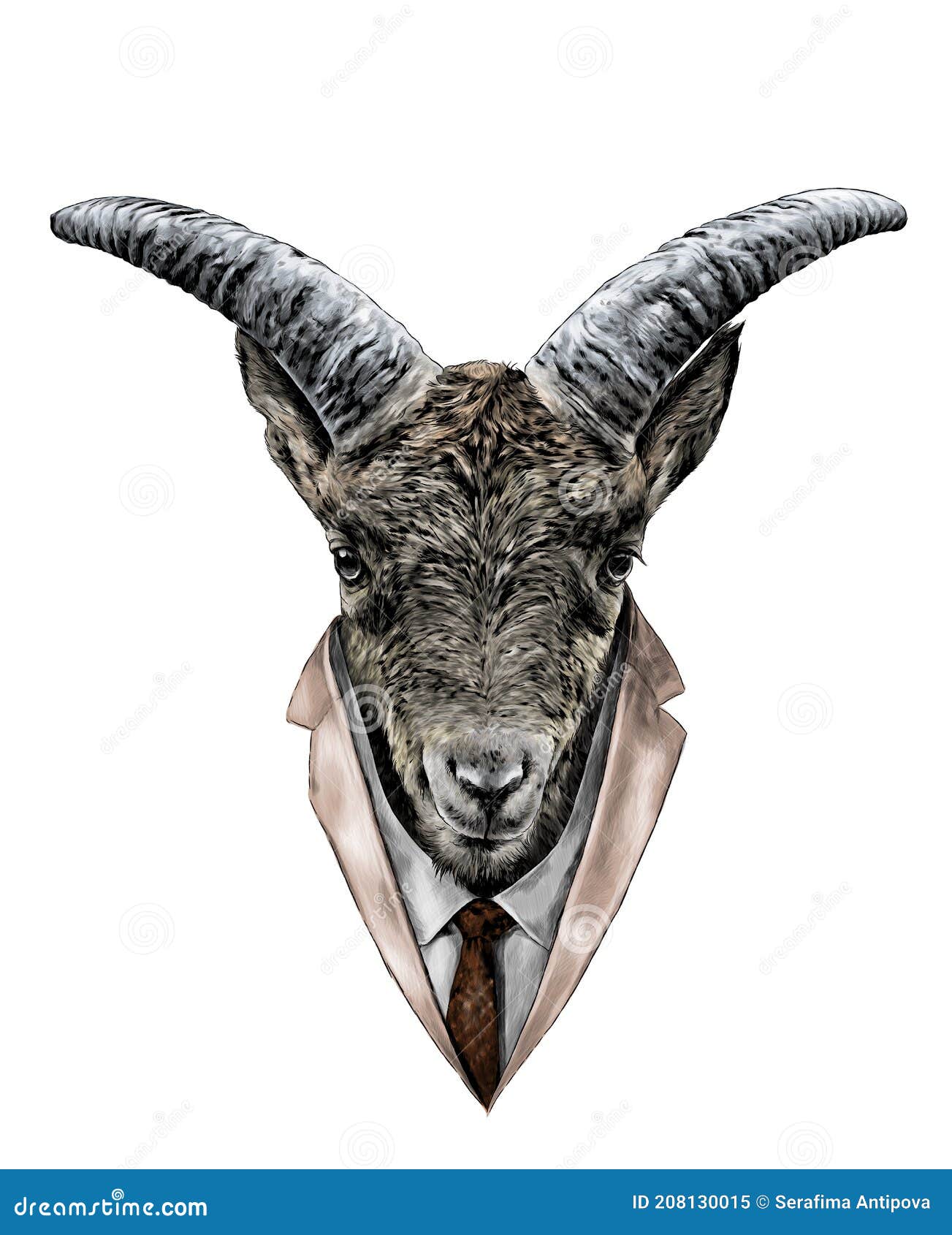 3D Goat, Front And Side View. Vector Funny Domesticated Animal ...