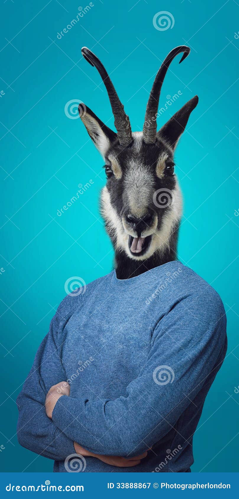 Head of a Goat on a Man S Body Stock Image - Image of cloning, animal ...