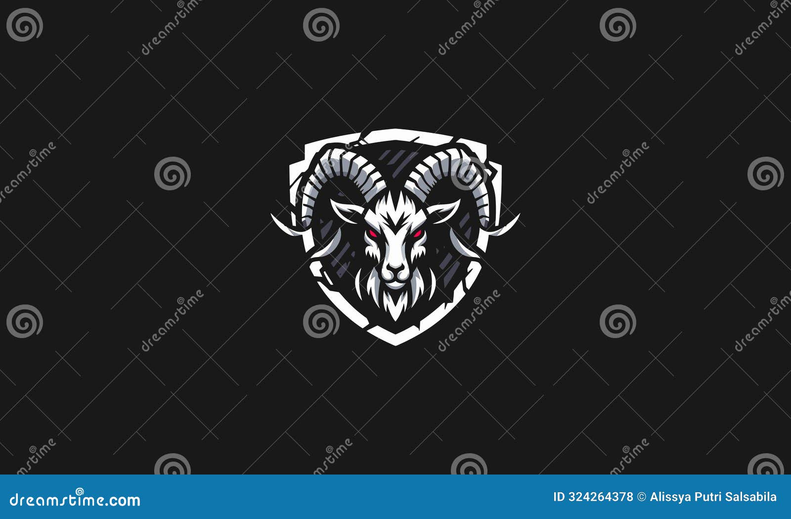 Head Goat with Shield Vector Logo Design Stock Vector - Illustration of armor, horns: 324264378