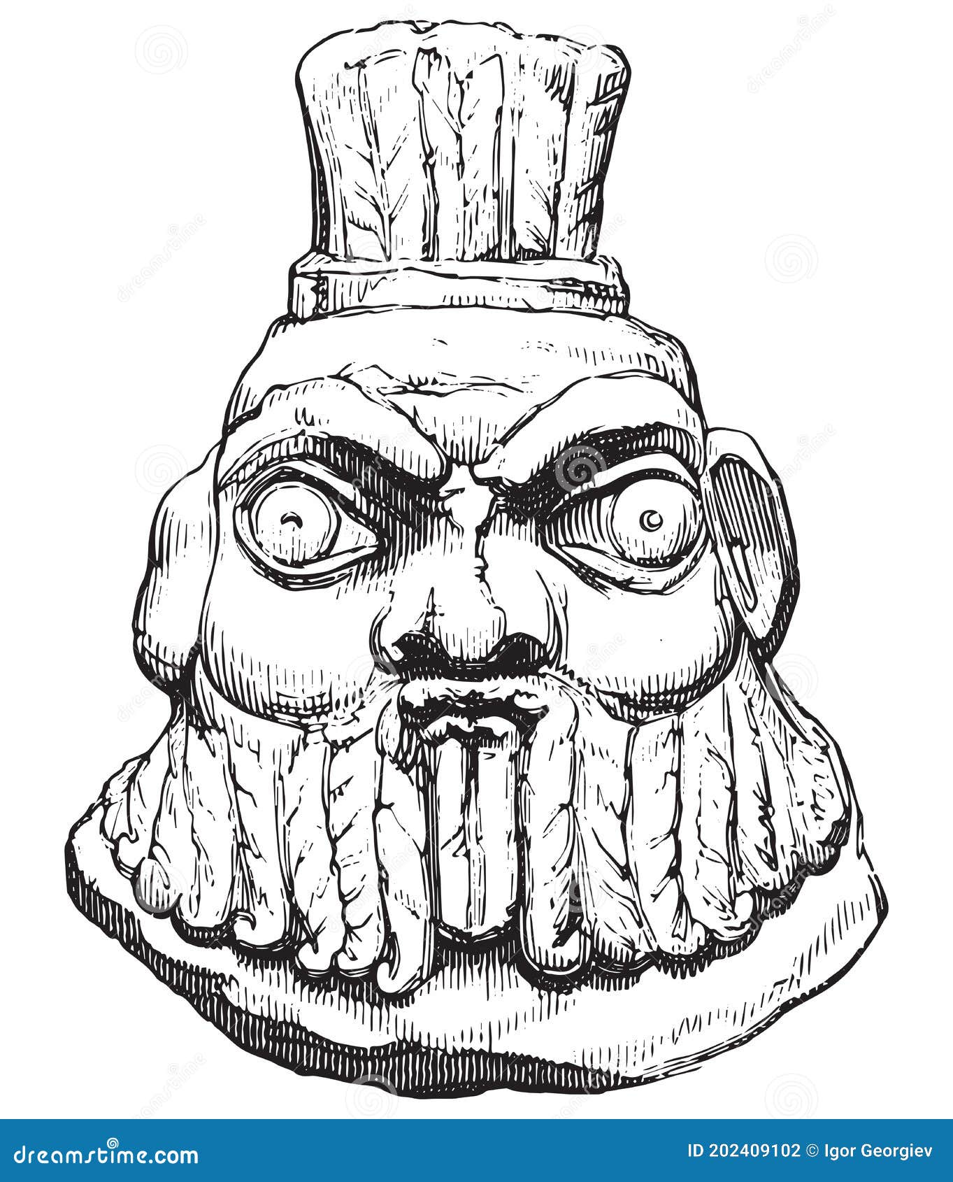 Head Of The God Bes. Set Of Egyptian Labels And Elements. Vector Set ...