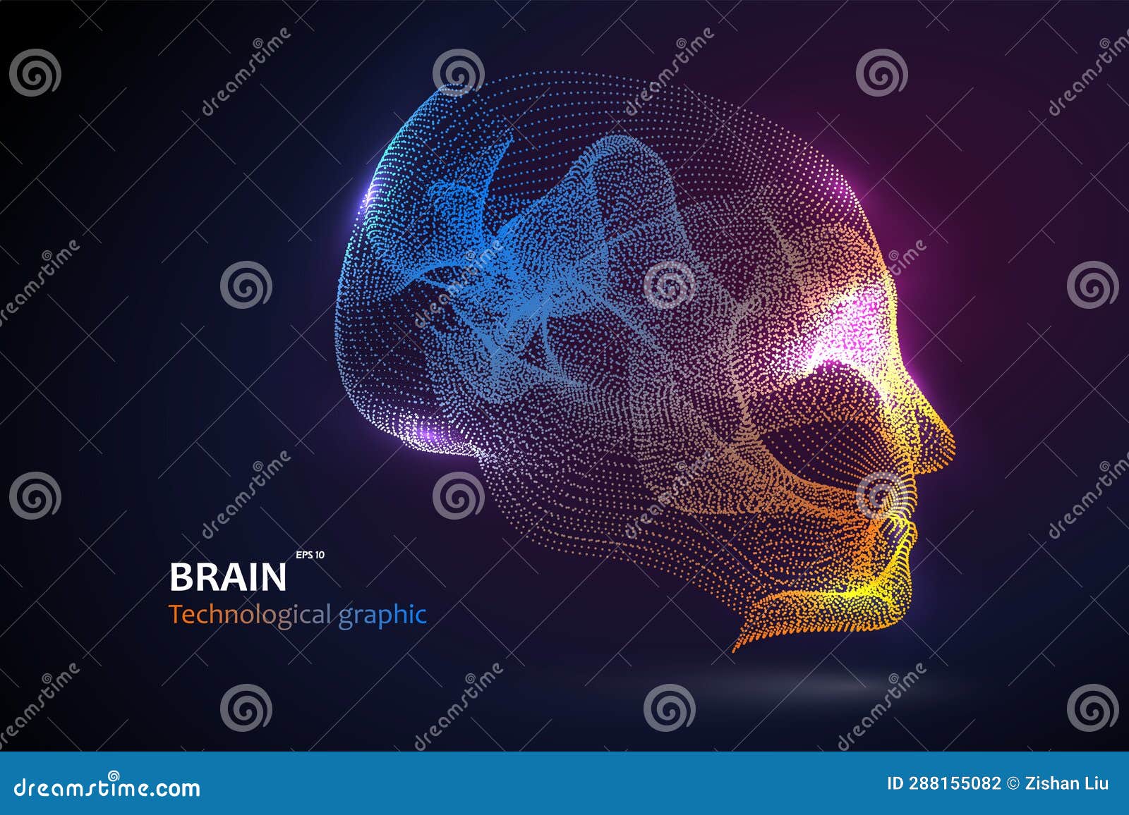 Head Graphic Made of Streamlined Particles, Vector Illustration Stock ...
