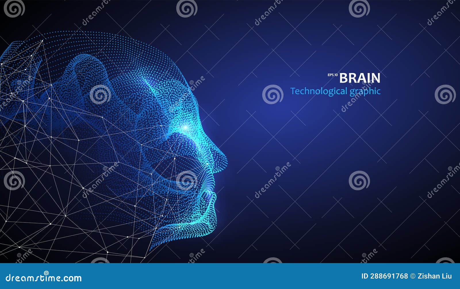 Head Graphic Made of Streamlined Particles, Vector Illustration Stock ...
