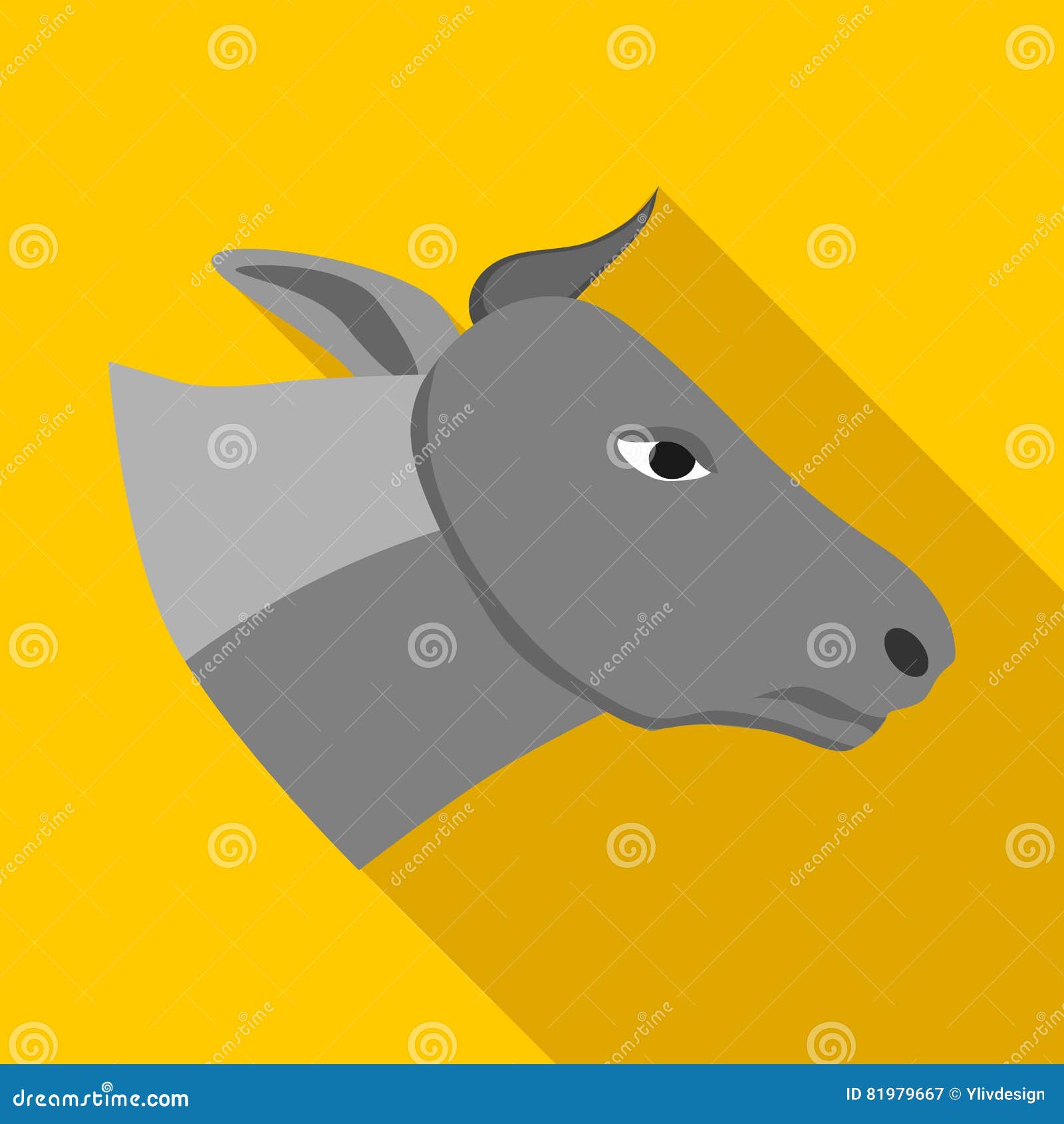Head of Gray Cow Icon in Flat Style Stock Vector - Illustration of ...
