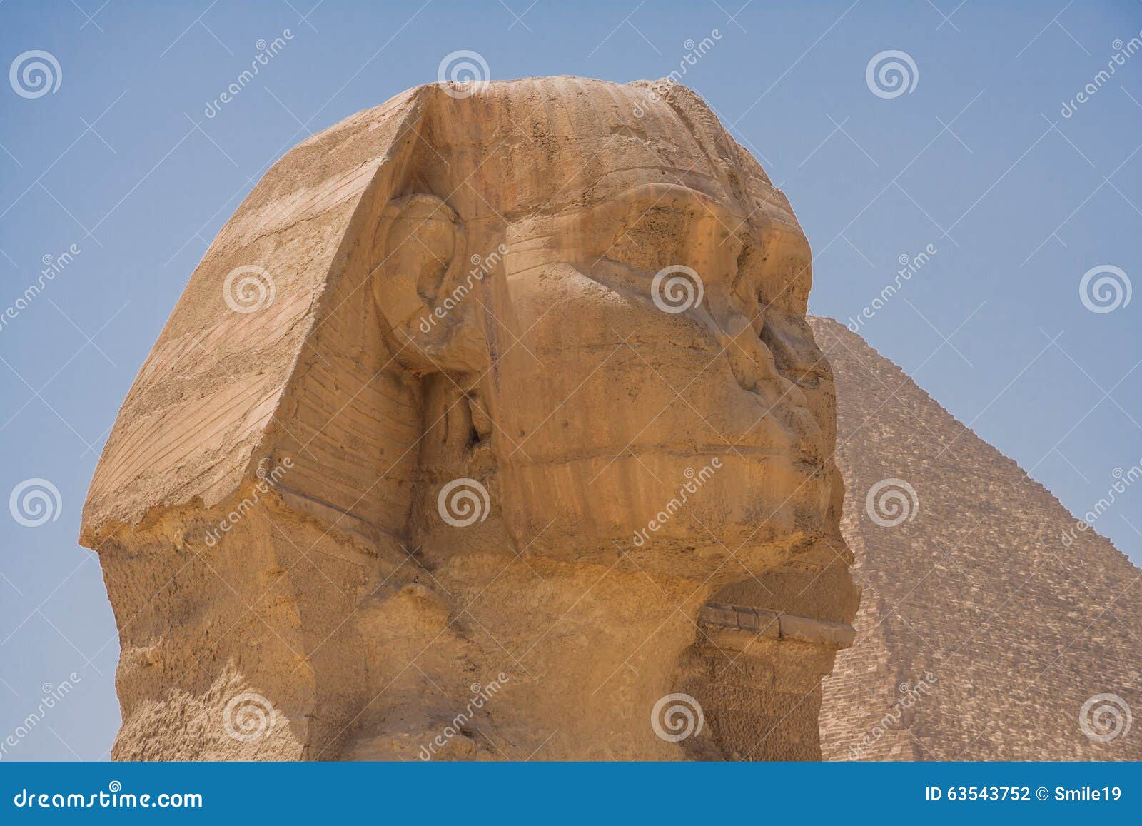 Head of the great Sphinx. stock photo. Image of blue - 63543752